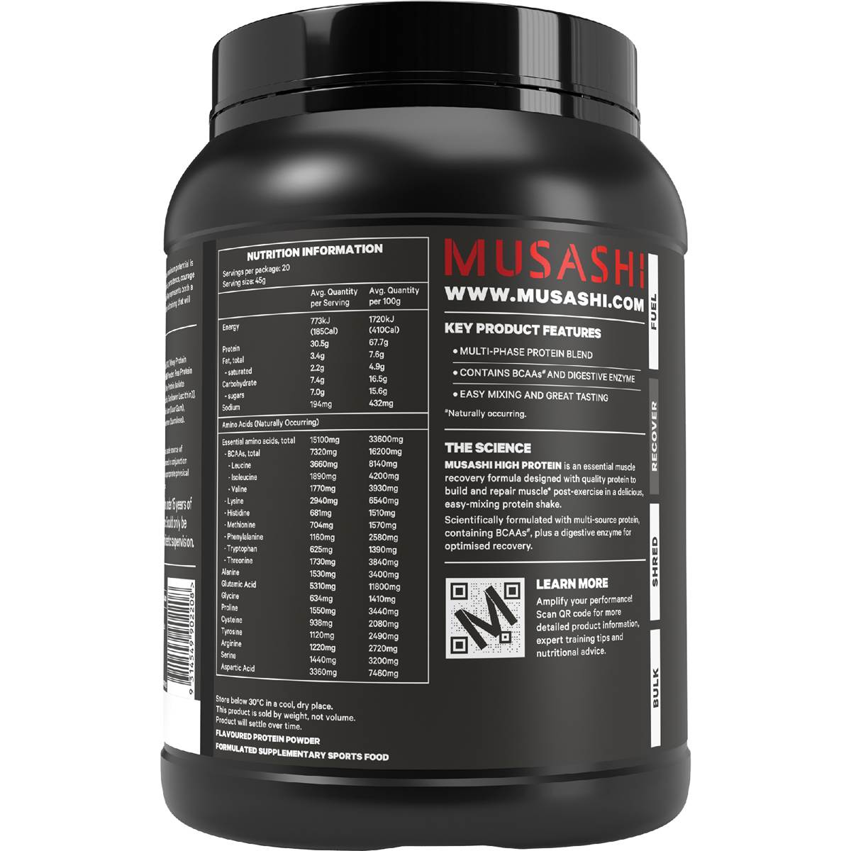 Musashi P30 Protein Powder Vanilla 900g | Woolworths