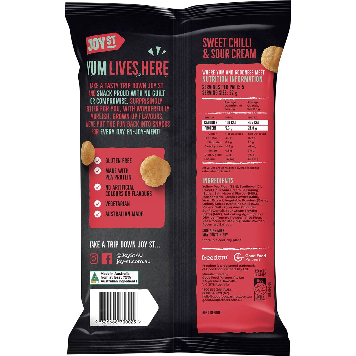 Joy St Protein Puffs Sweet Chilli And Sour Cream 110g Woolworths