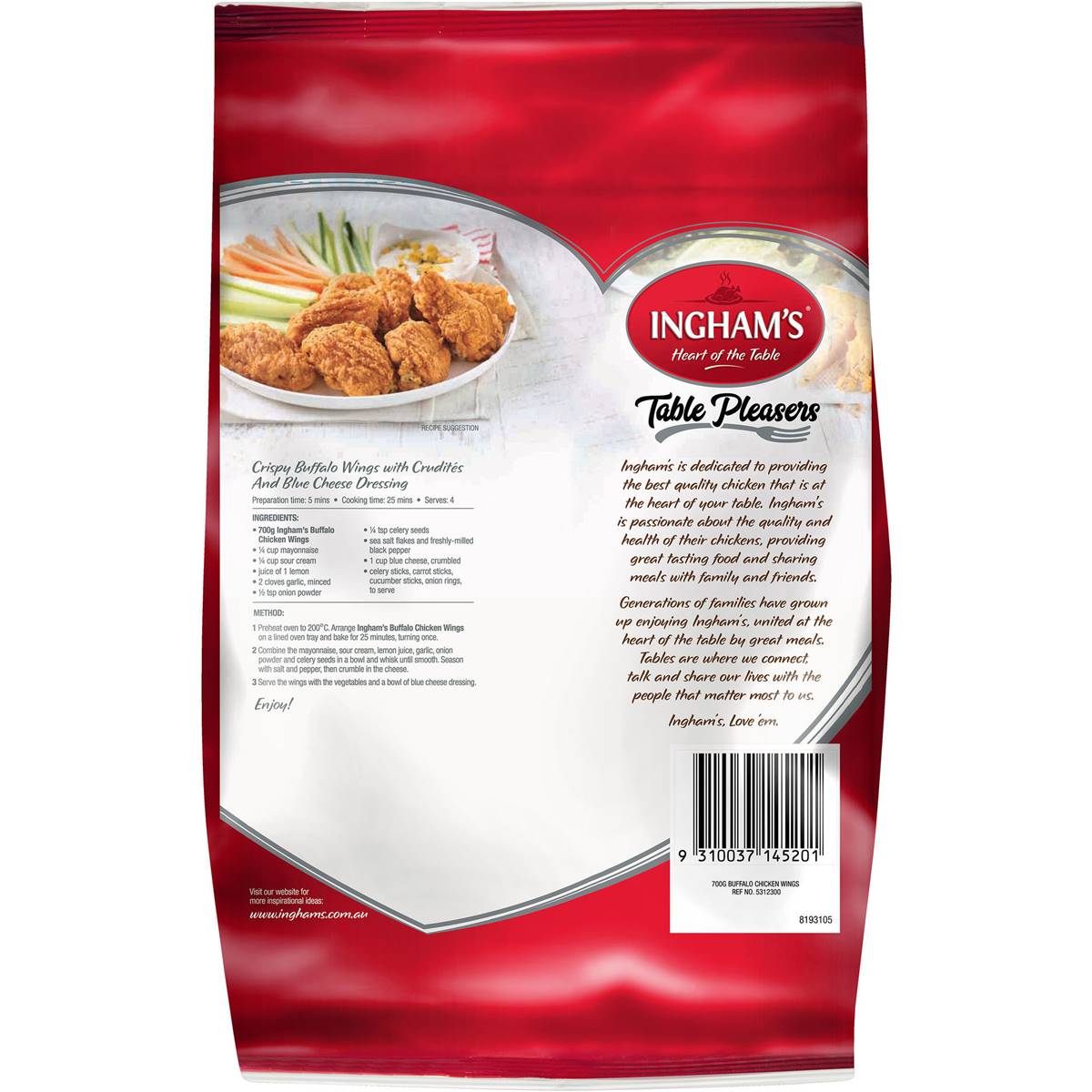 Ingham's Chicken Pieces Chicken Buffalo Wings 700g | Woolworths