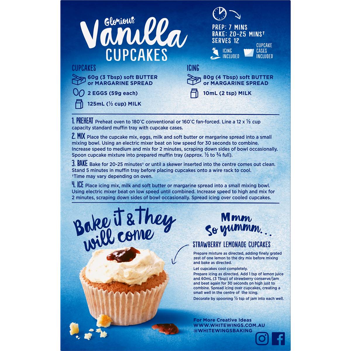 White Wings Cupcake Mix Vanilla 410g | Woolworths