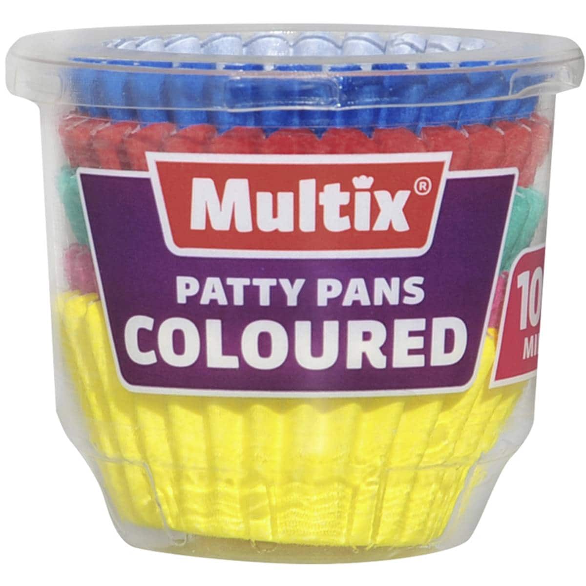 Multix Patty Pans Mini Coloured 100 Pack | Woolworths