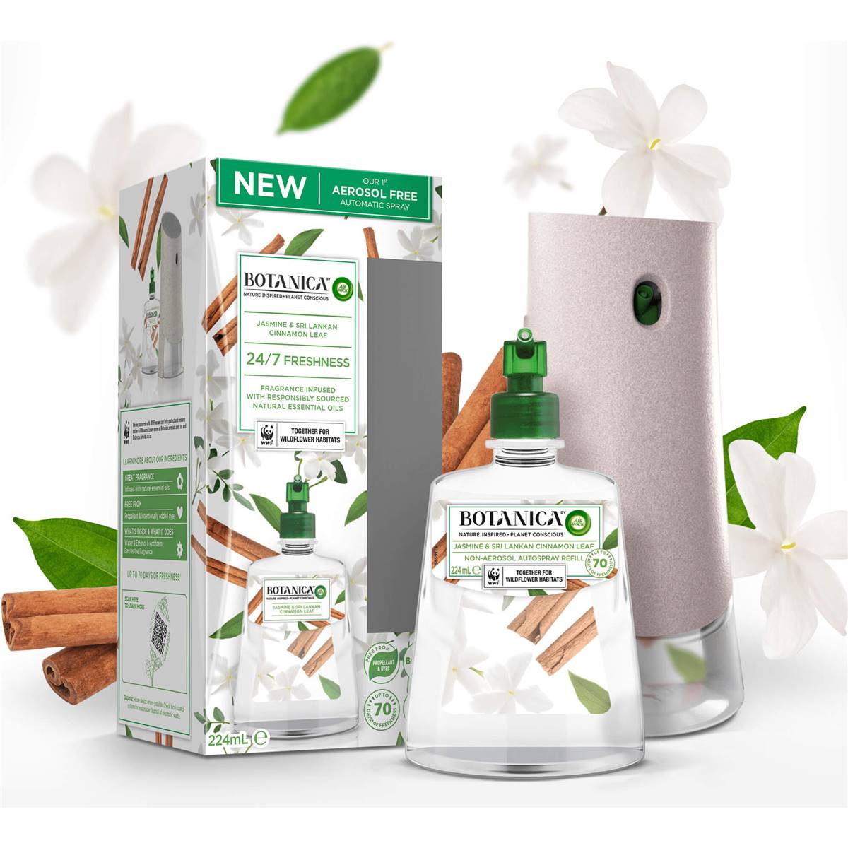 Air Wick Botanica Jasmine & Cinnamon Automatic Air Freshener Refill ...