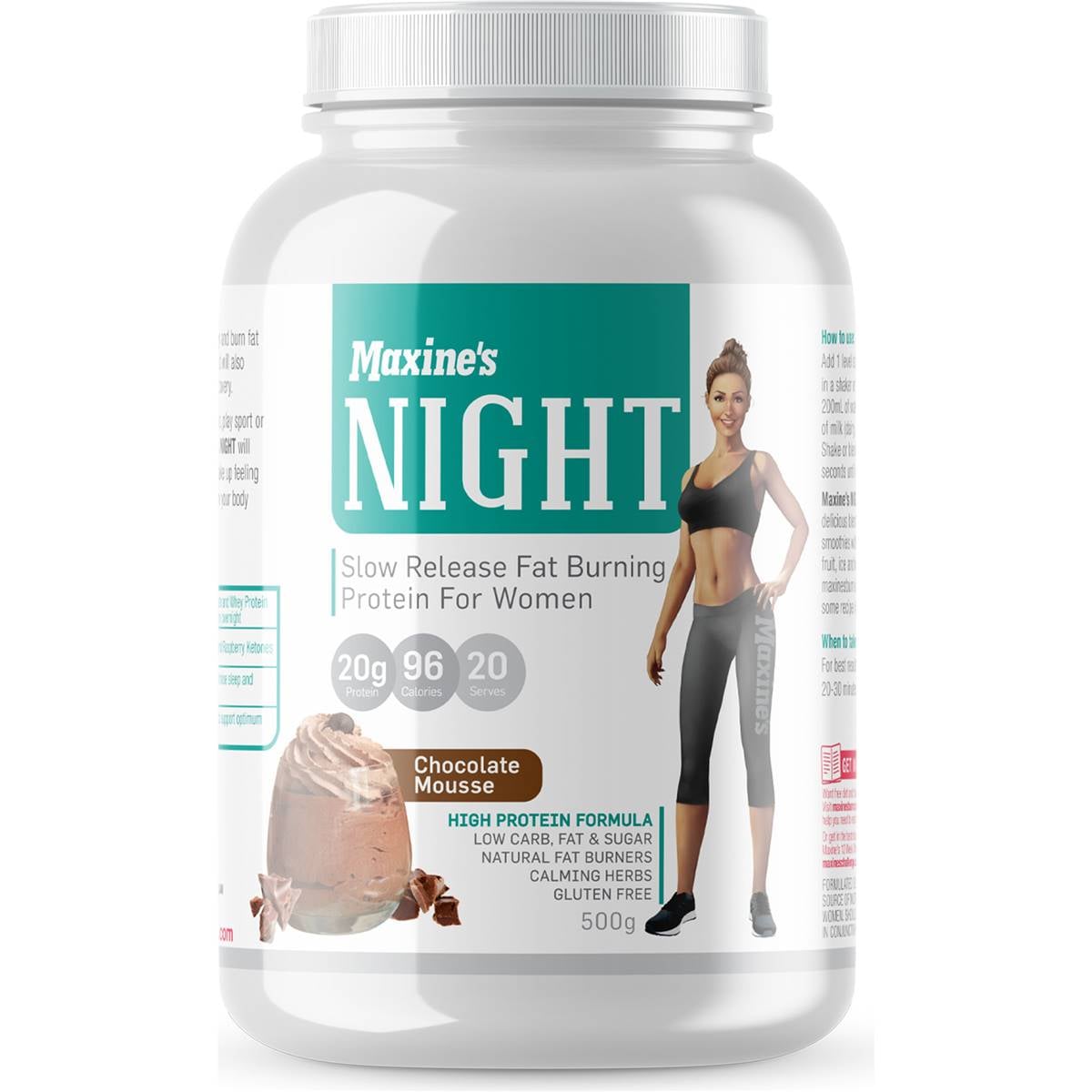 Maxine's Fat Burning Protein For Women Chocolate Mousse 500g | Woolworths