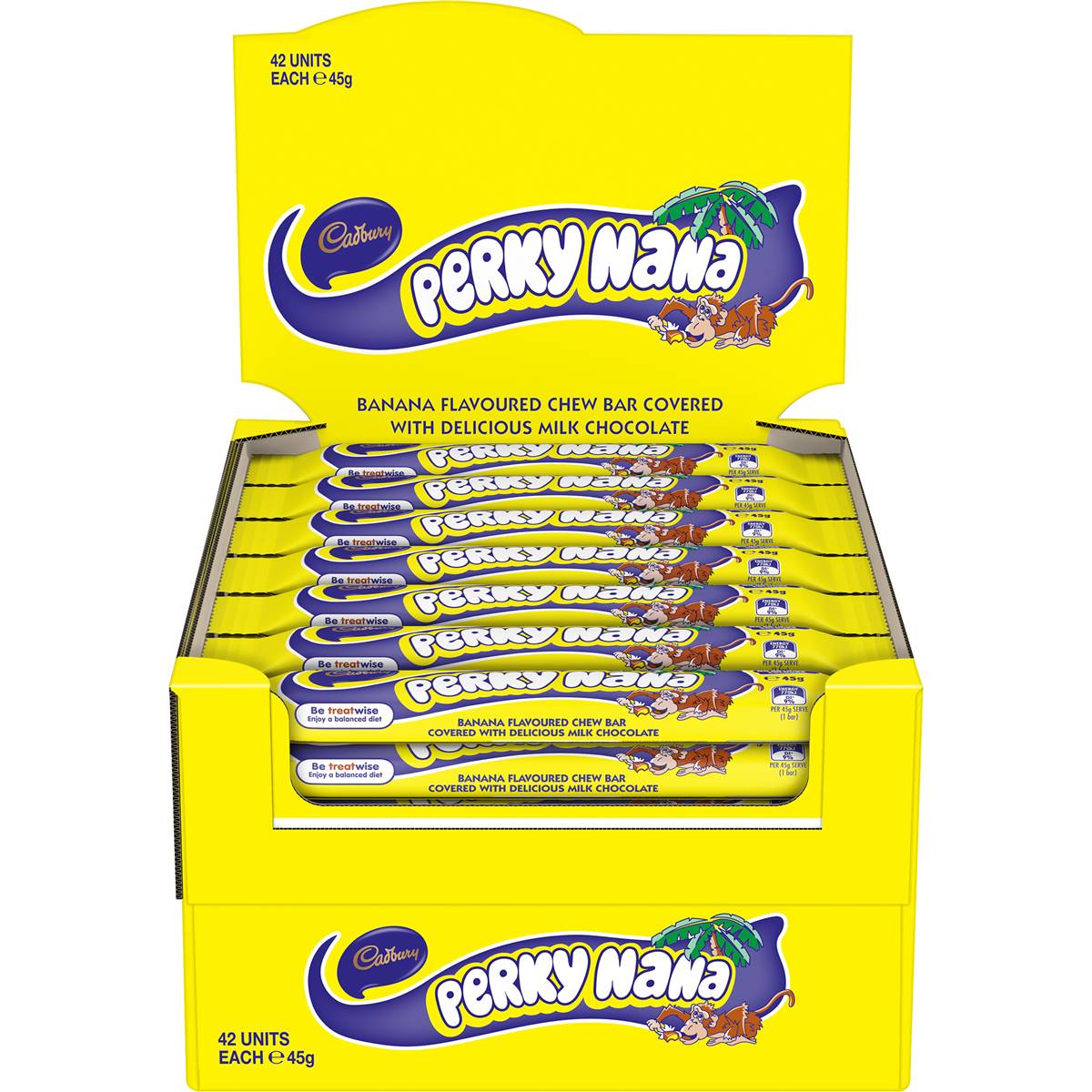Cadbury Novelty Bar Mighty Perky Nana 45g | Woolworths