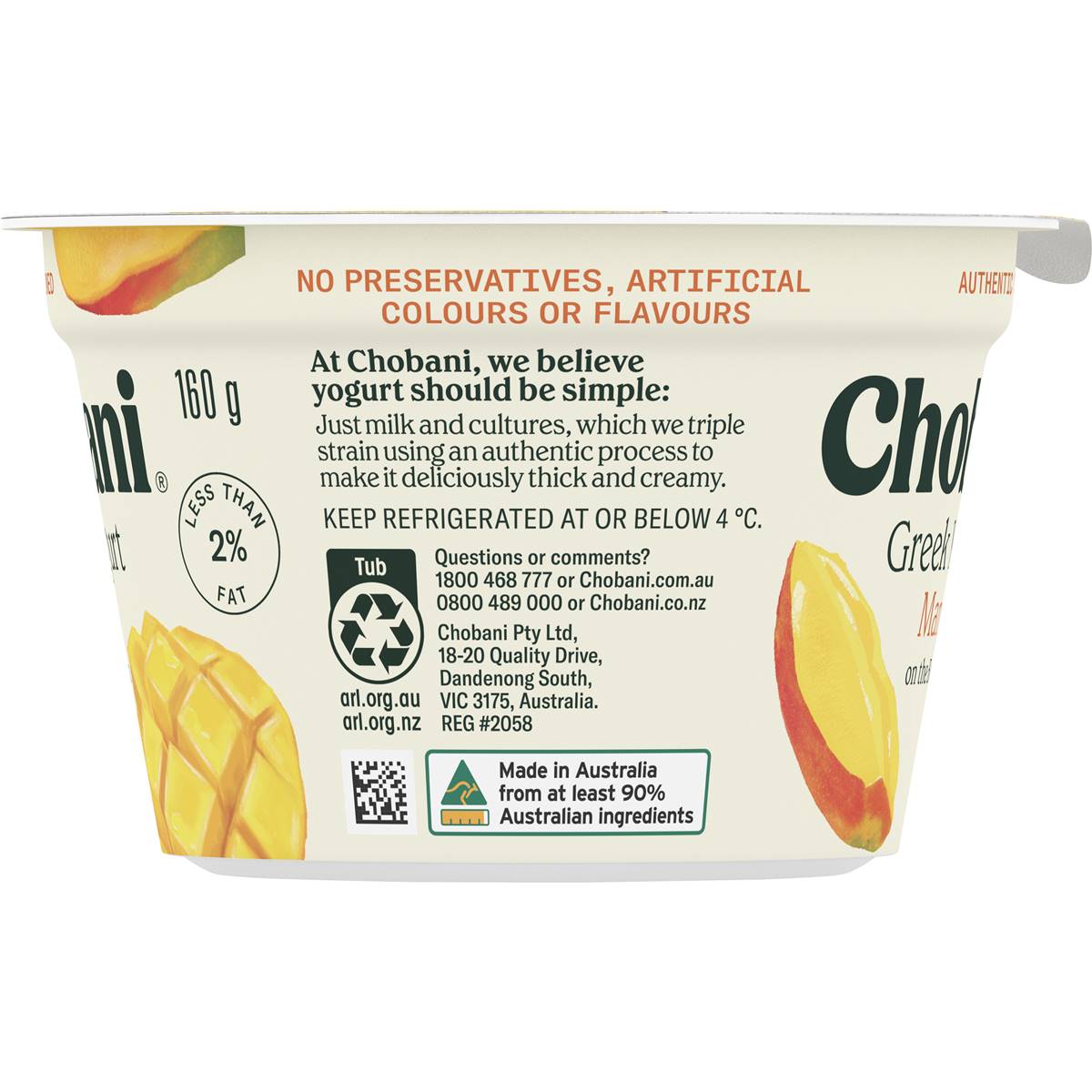 Chobani Greek Yogurt Mango 160g | Woolworths