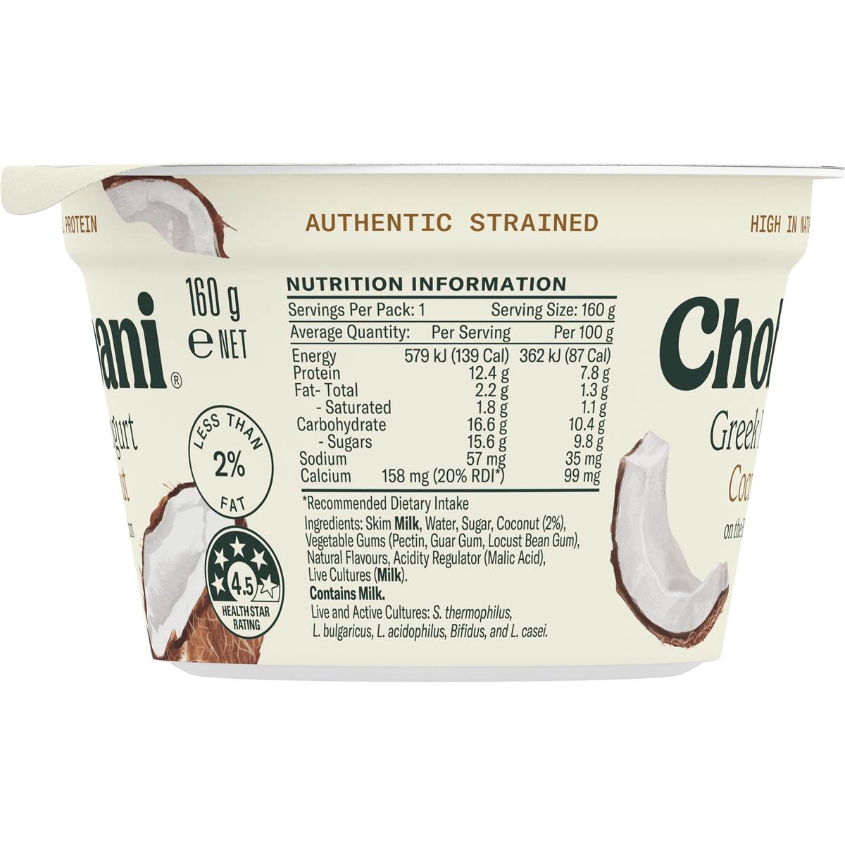 Chobani Greek Yogurt Coconut 160g | Woolworths