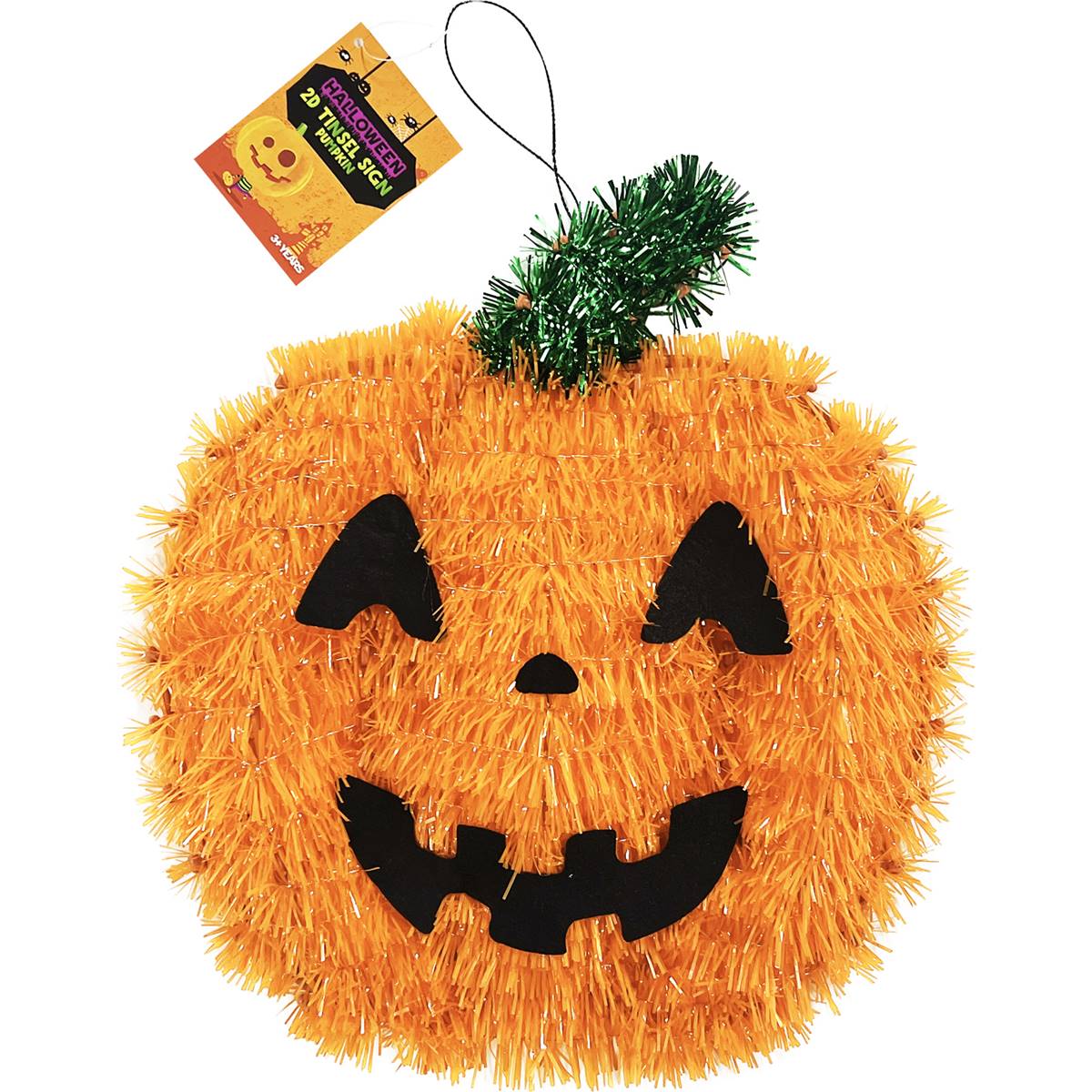 Halloween 2d Tinsel Sign Pumpkin Each | Woolworths