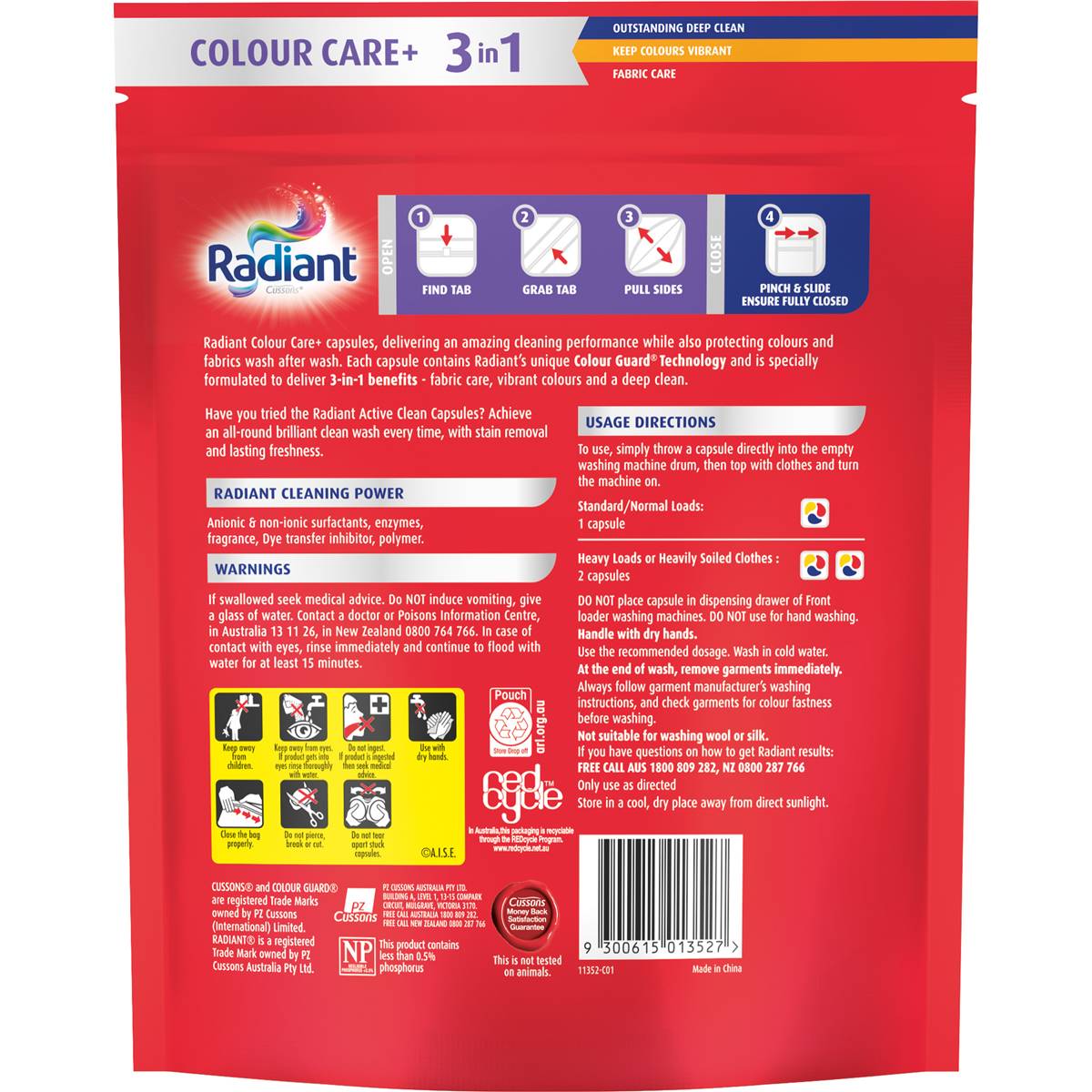 Radiant Colour Care+ Laundry Capsules 3-in-1 Washing Detergent 45 Pack ...