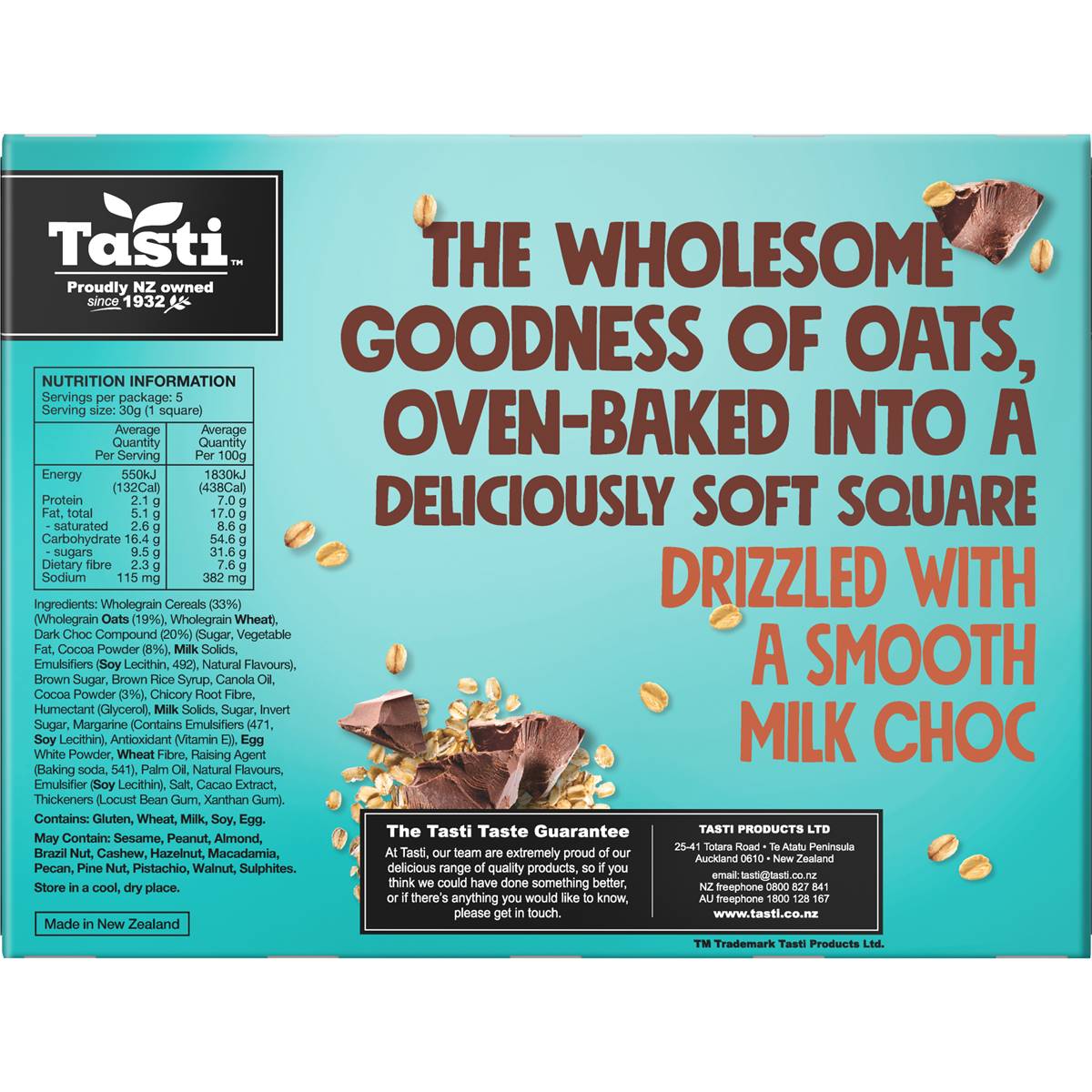 Tasti Oat Baked Squares Choc Brownie 5 Pack | Woolworths