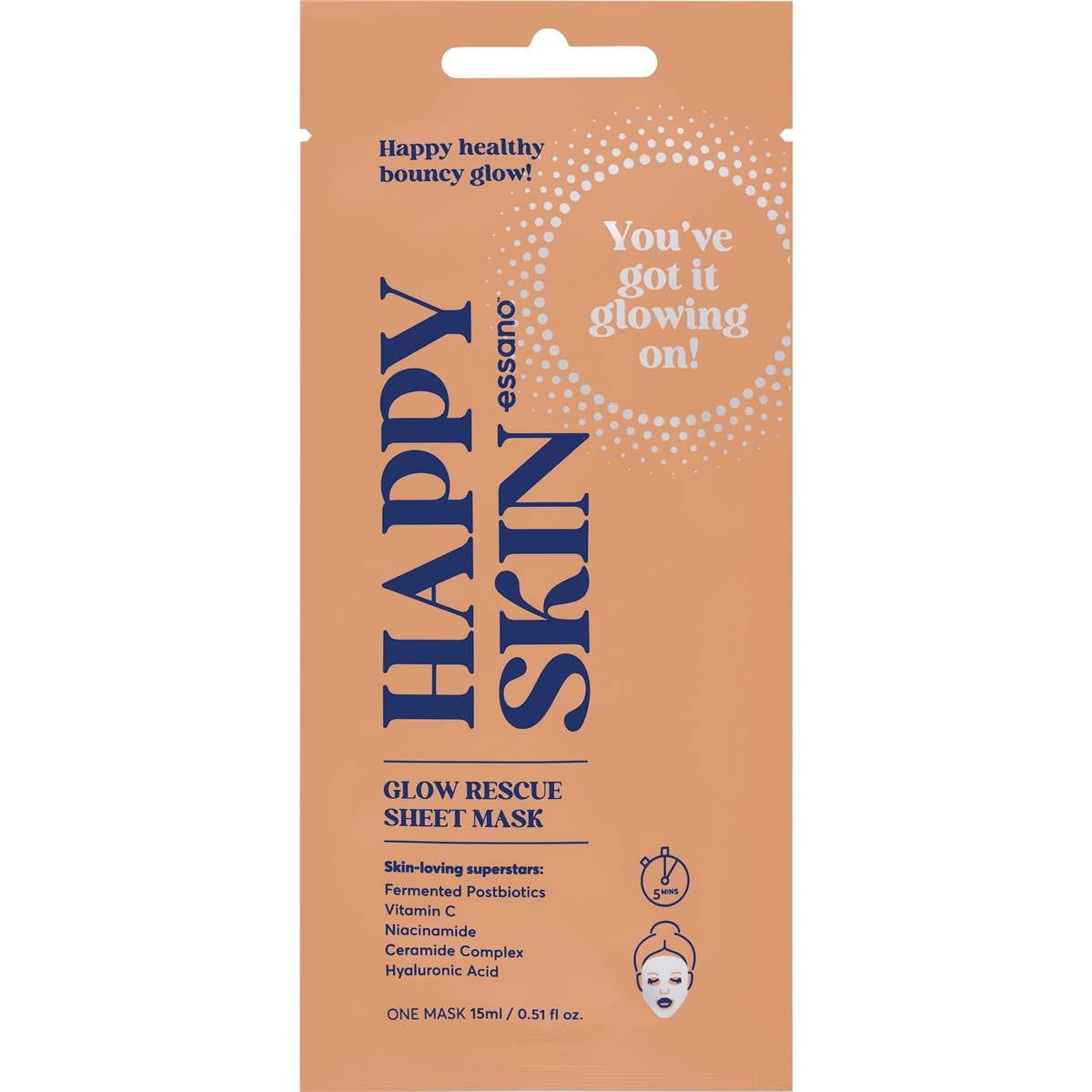 Essano Happy Skin Glow Rescue Sheet Mask Each | Woolworths