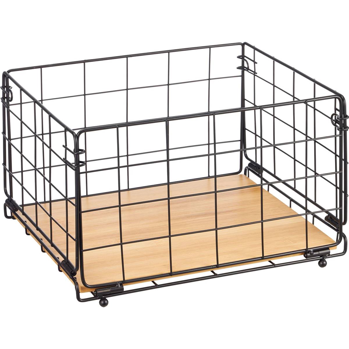 Inspire Folding Basket With Bamboo Tray Small Each | Woolworths