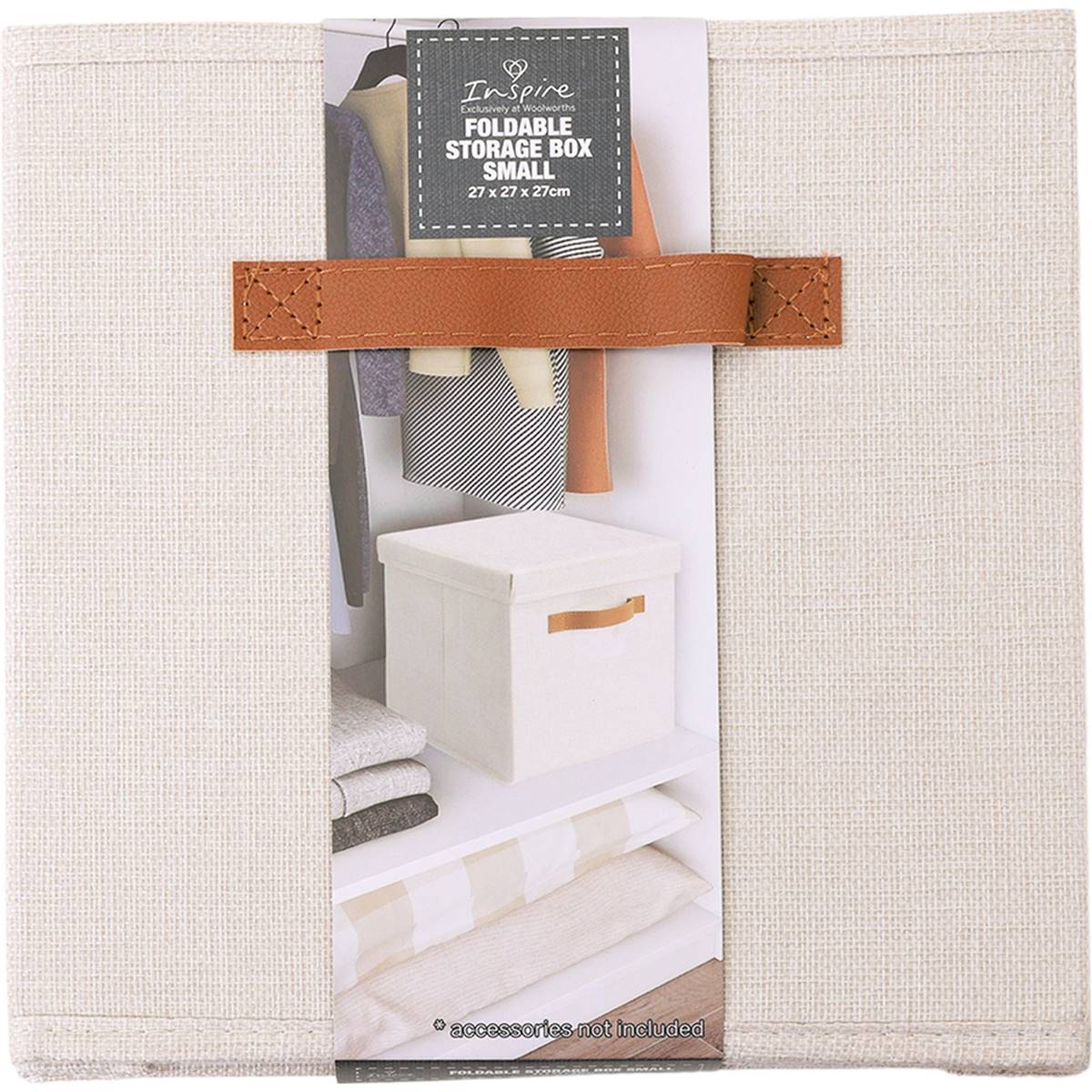 Inspire Foldable Storage Box Small Linen Look Assorted Each | Woolworths