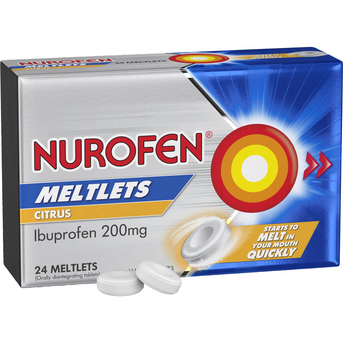Nurofen Meltlets Ibuprofen 200mg For Pain Relief Citrus 24 Pack | Woolworths
