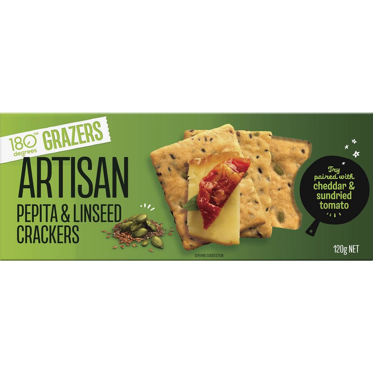 180 Degrees Artisan Crackers Pepita & Linseed 120g | Woolworths