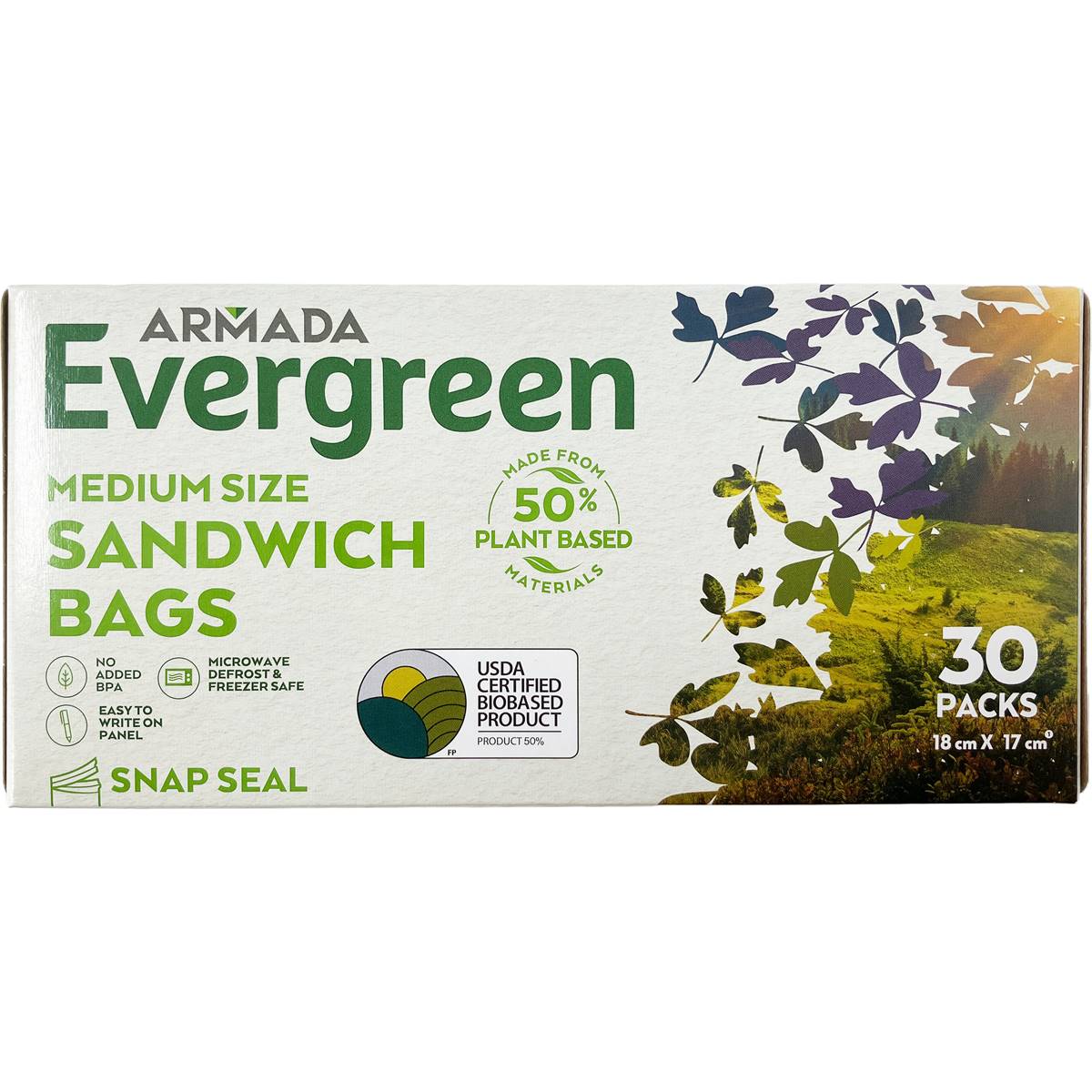 Armada Evergreen Medium Snap Seal Sandwich Bags 30 Pack | Woolworths