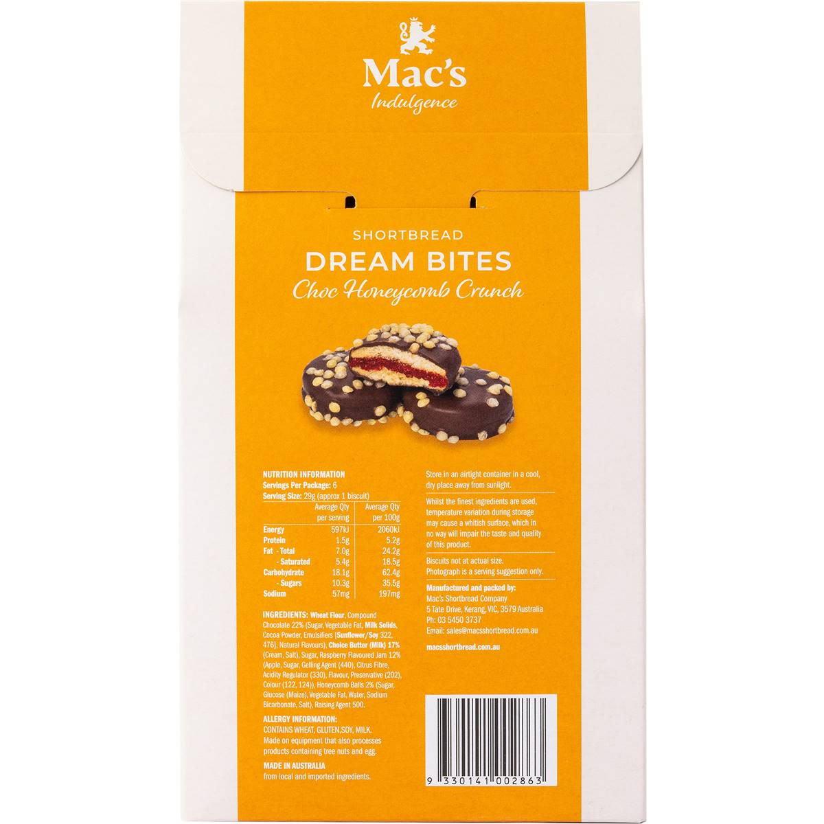 Mac's Shortbread Co. Indulgence Shortbread Dream Bites Choc Honeycomb ...