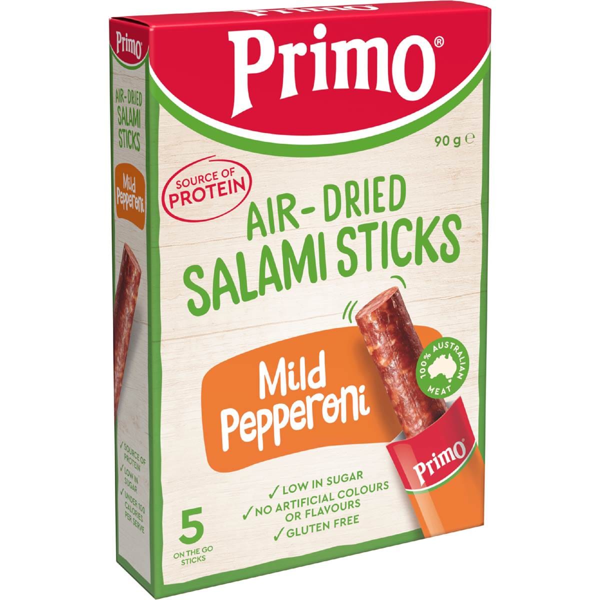 Primo Air - Dried Salami Sticks Mild Pepperoni 5 Pack | Woolworths