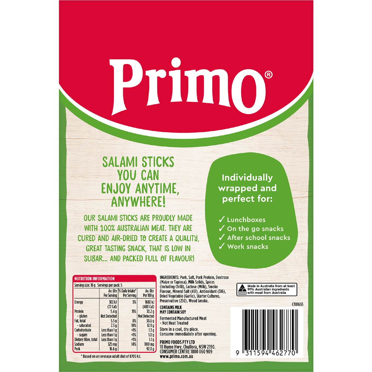 Primo Air Dried Salami Sticks Mild Pepperoni 5 Pack Woolworths Primo Air Dried Salami Sticks Mild Pepperoni 5 Pack Woolworths