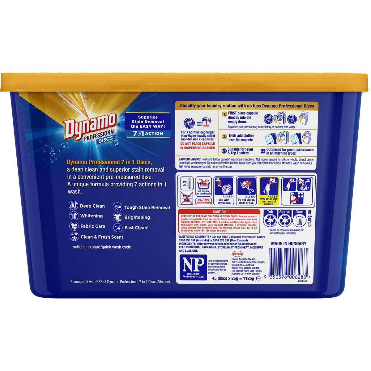 Dynamo Professional 7 In 1 Laundry Detergent Capsules 45 Pack | Woolworths