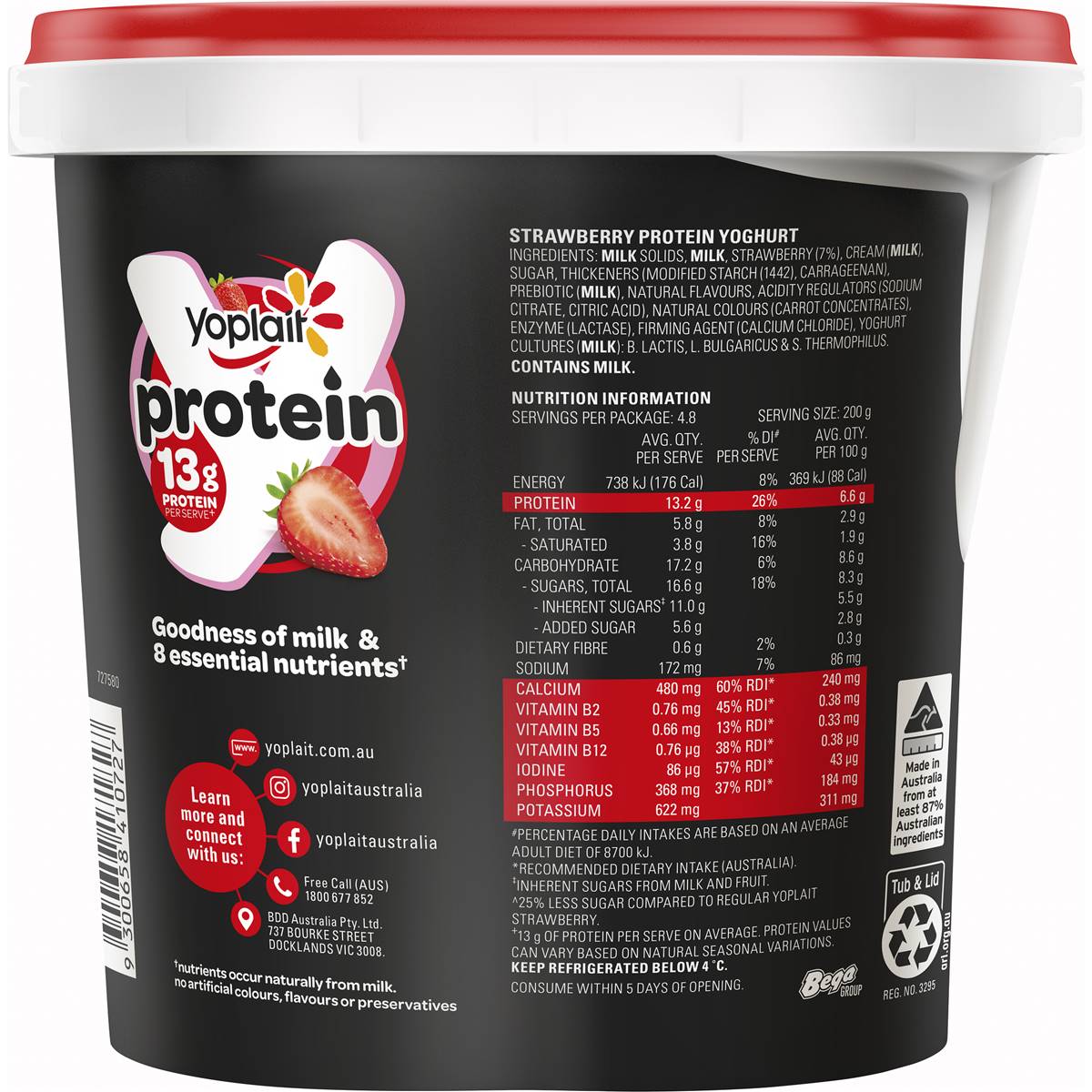 Yoplait Protein Strawberry Yoghurt 950g | Woolworths Yoplait Protein Strawberry Yoghurt 950g | Woolworths