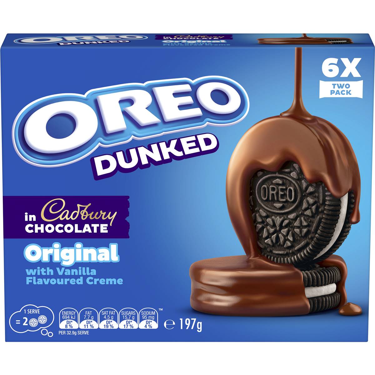 Oreo Dunked Original Cookies 6 Pack 197g | Woolworths