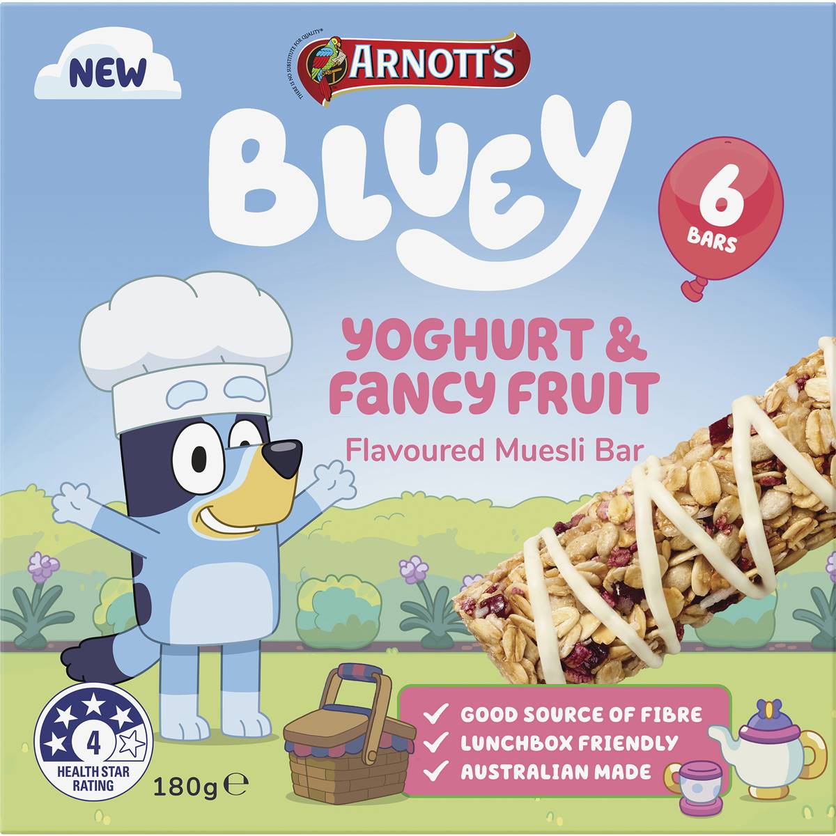 Arnott's Bluey Yoghurt & Fancy Fruit Muesli Bars 6 Pack | Woolworths