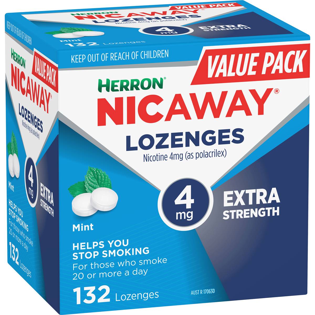 Nicaway Nicotine 4mg Lozenges Extra Strength Mint 132 Pack | Woolworths
