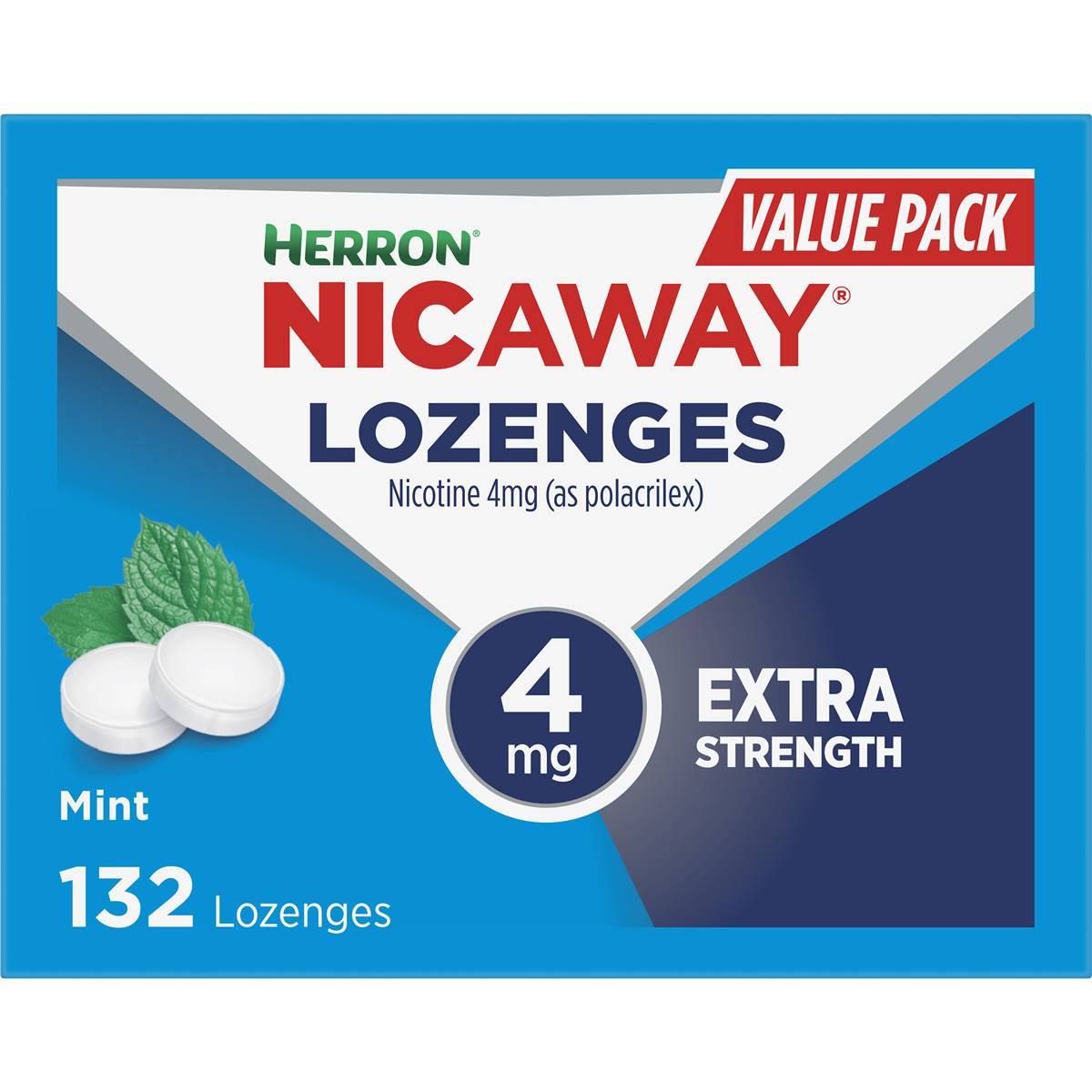 Nicaway Nicotine 4mg Lozenges Extra Strength Mint 132 Pack | Woolworths