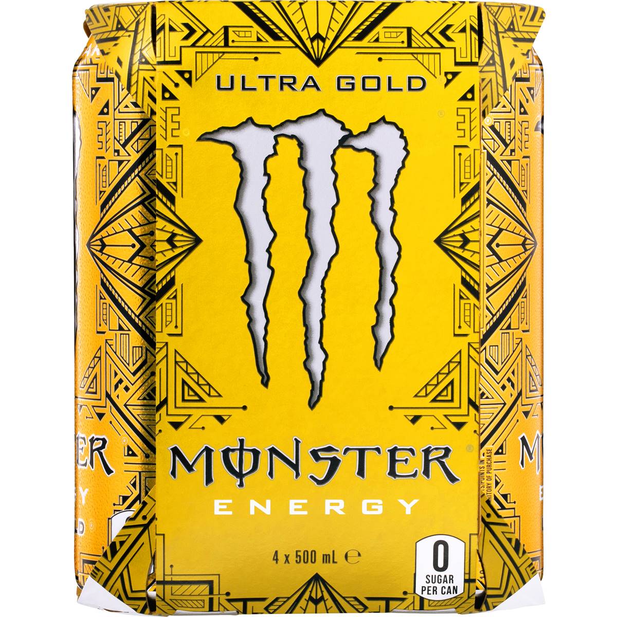Monster Energy Ultra Gold Cans 500ml X 4 Pack | Woolworths