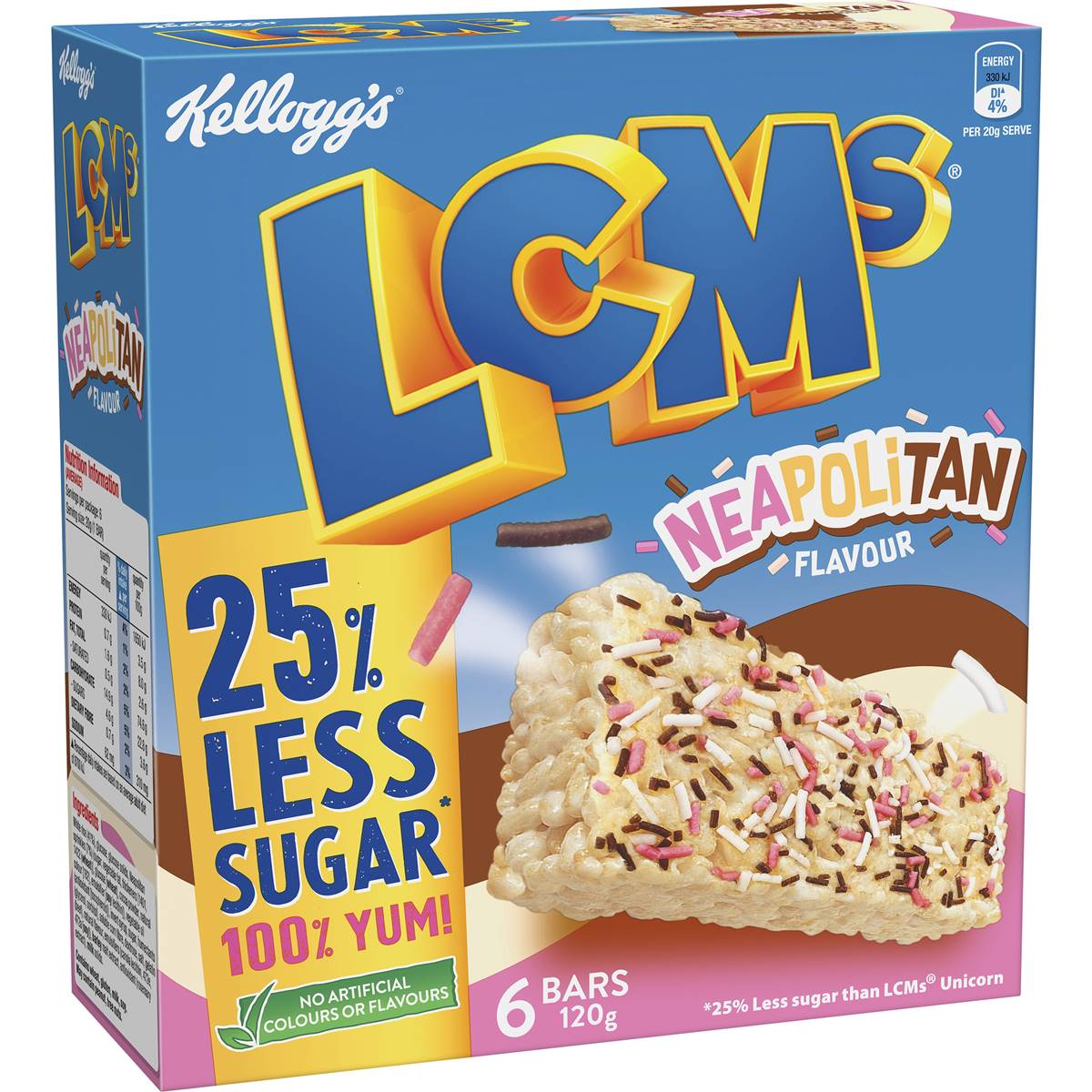 Kellogg's Lcms 25% Less Sugar Neapolitan Flavour Snack Bars 6 Pack ...