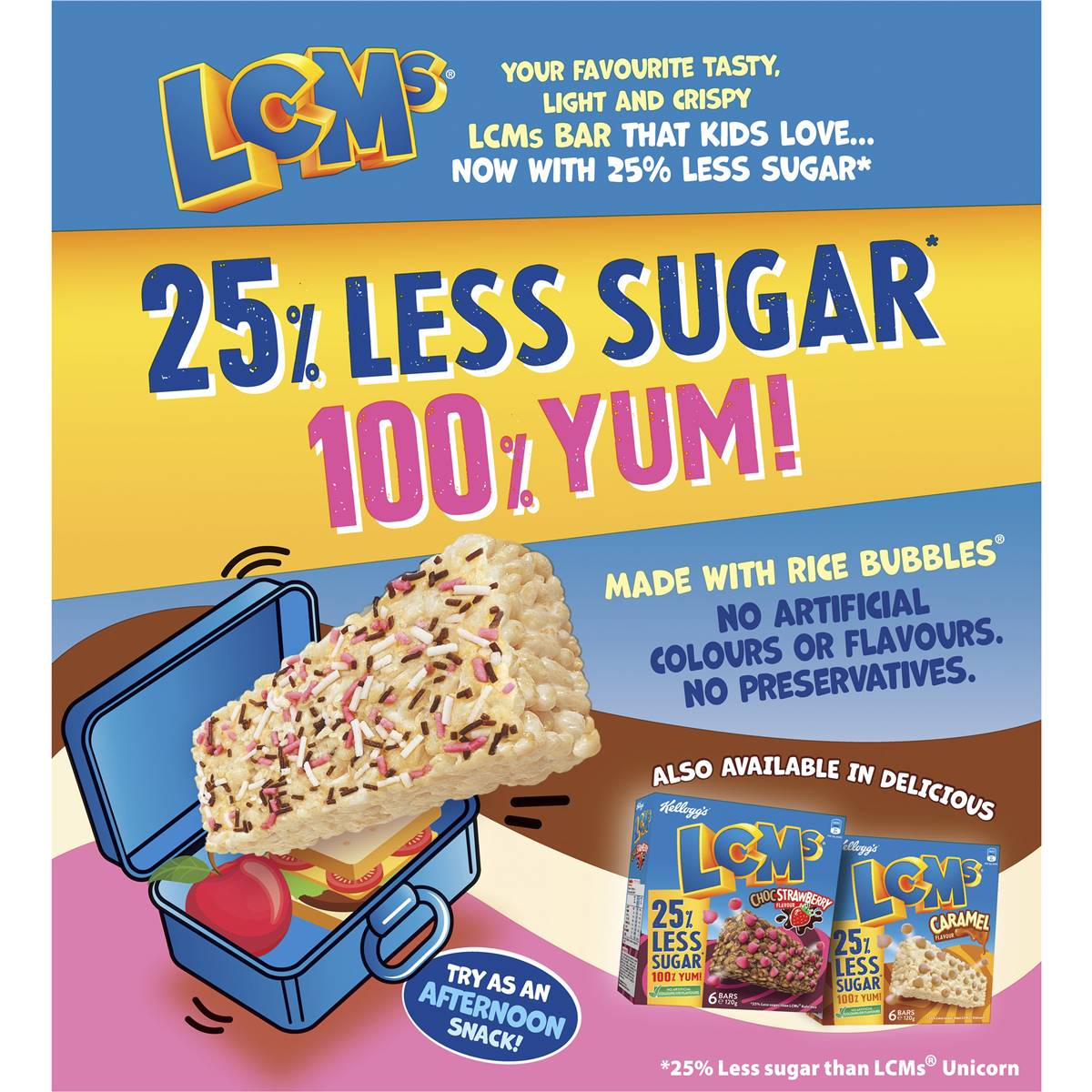 Kellogg's Lcms 25% Less Sugar Neapolitan Flavour Snack Bars 6 Pack ...