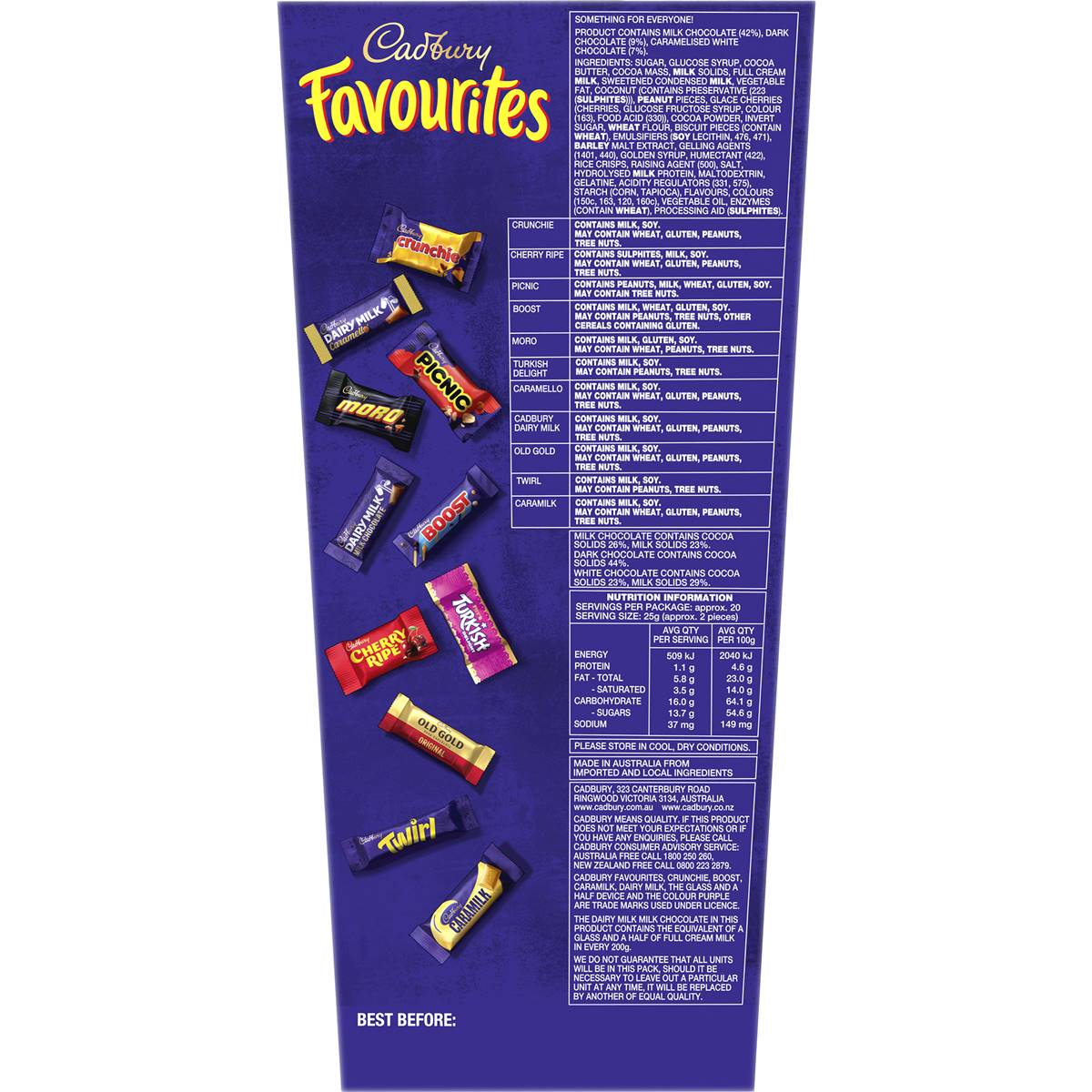 Cadbury Favourites Boxed Chocolate 520g | Woolworths