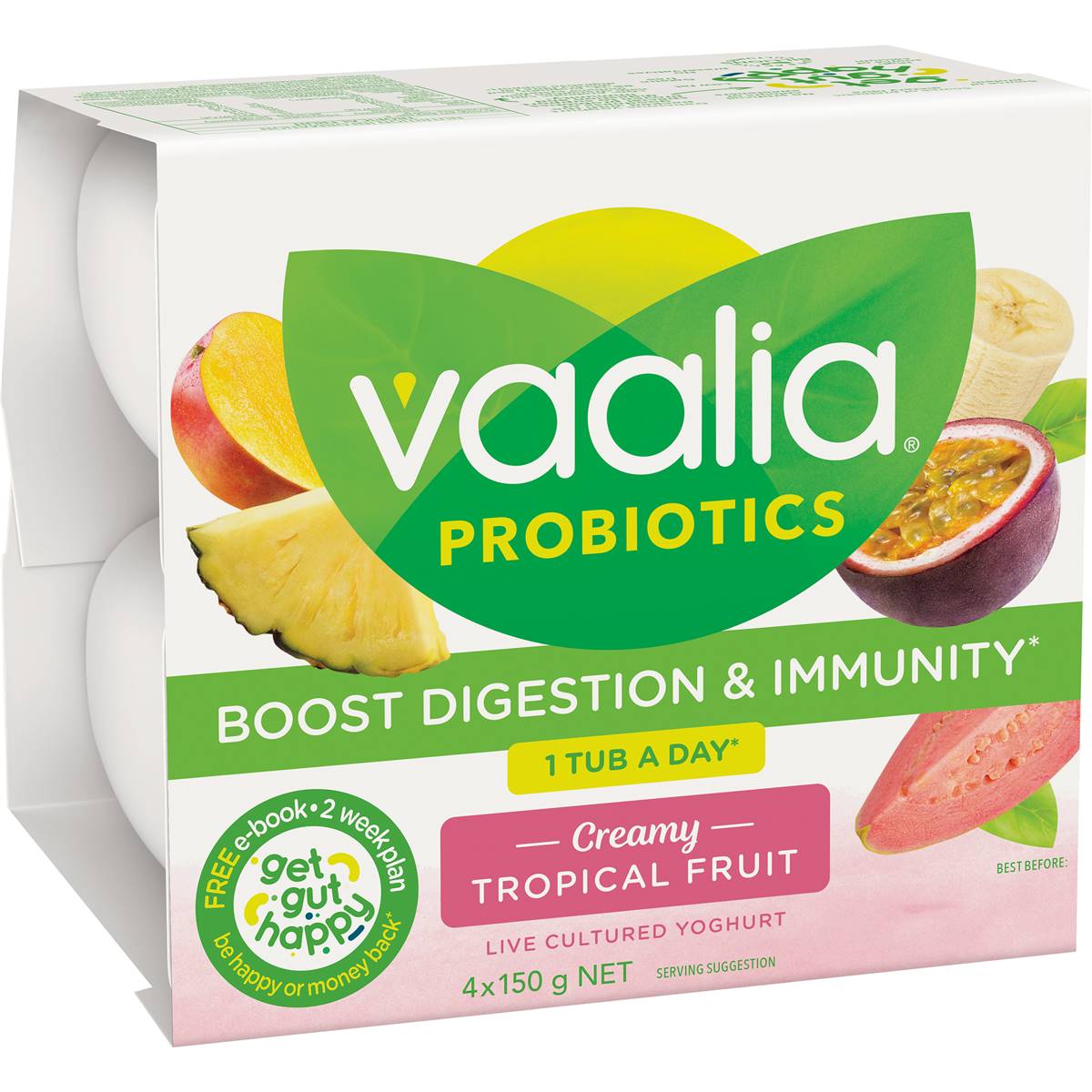 Vaalia Probiotics Yoghurt Tropical Fruit 4 Pack | Woolworths