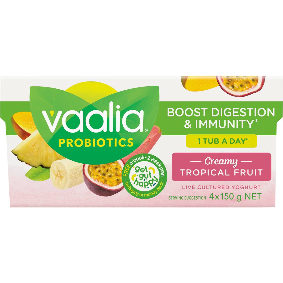 Vaalia Probiotics Yoghurt Tropical Fruit 4 Pack | Woolworths