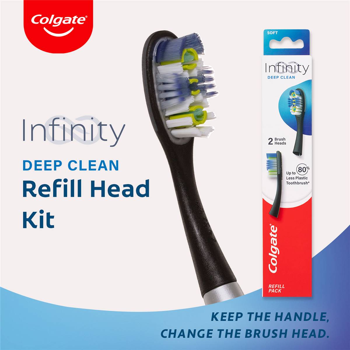 Colgate Toothbrush Head Refills Infinity Deep Clean 2 Pack | Woolworths
