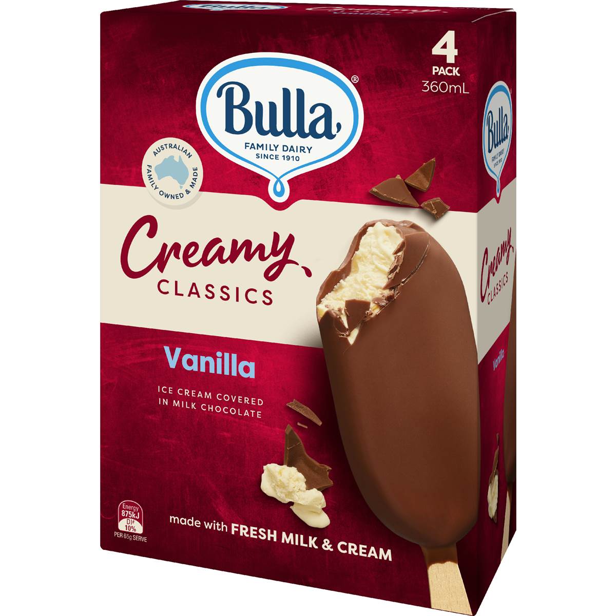 Bulla Creamy Classics Ice Cream Vanilla 4 Pack | Woolworths