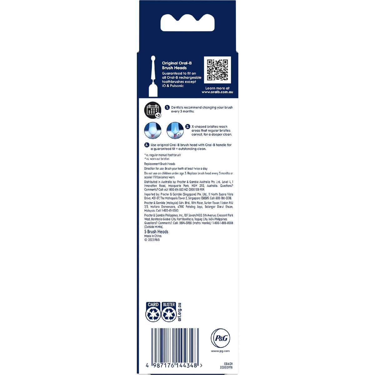 Oral B Extra Sensitive Clean White Electric Toothbrush Refills 5 Pack ...