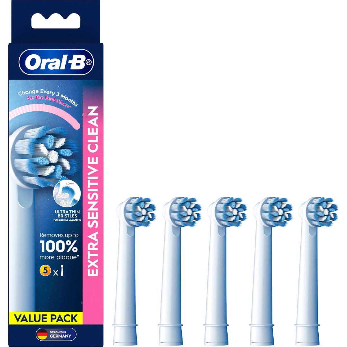 Oral B Extra Sensitive Clean White Electric Toothbrush Refills 5 Pack ...