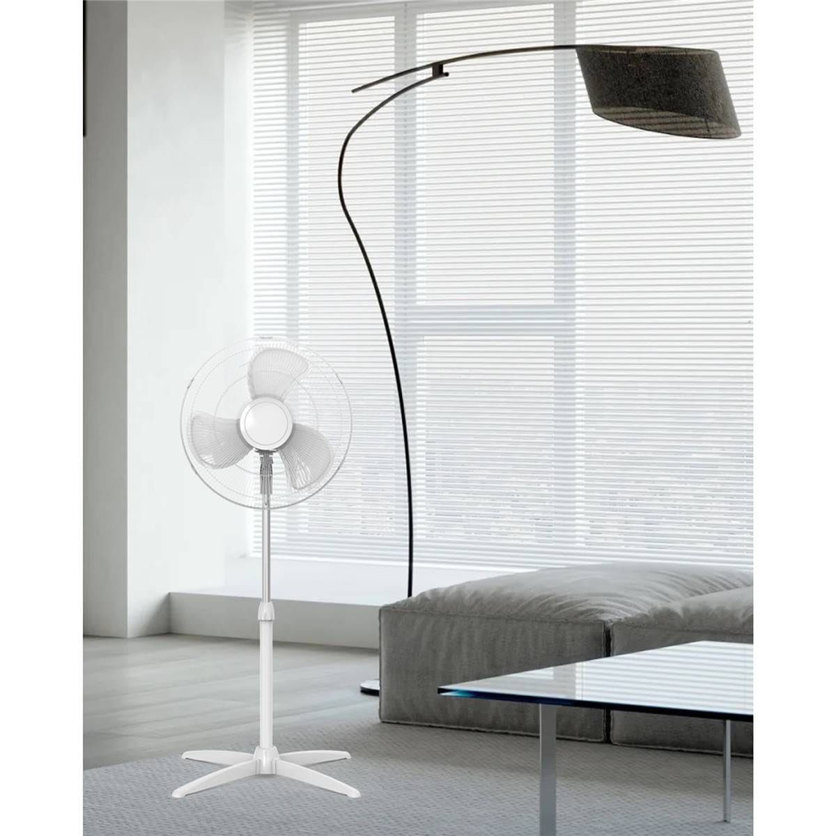 Essentials Oscillating Pedestal Fan 3 Speed 40cm White Each | Woolworths