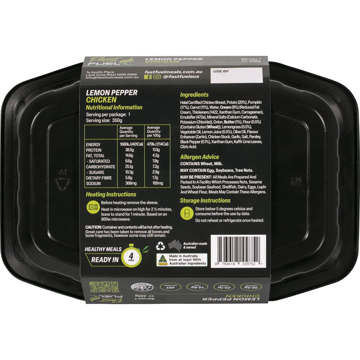 Fast Fuel Meals Creamy Lemon Chicken 350g | Woolworths
