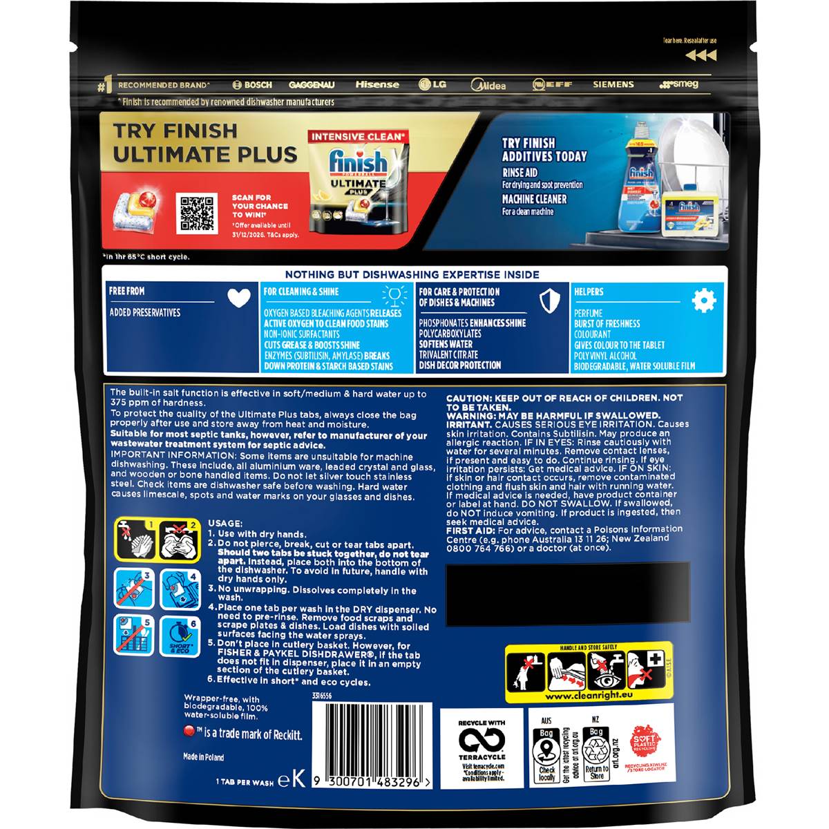 Finish Ultimate Plus Material Care Dishwasher Tablets 50 Pack | Woolworths