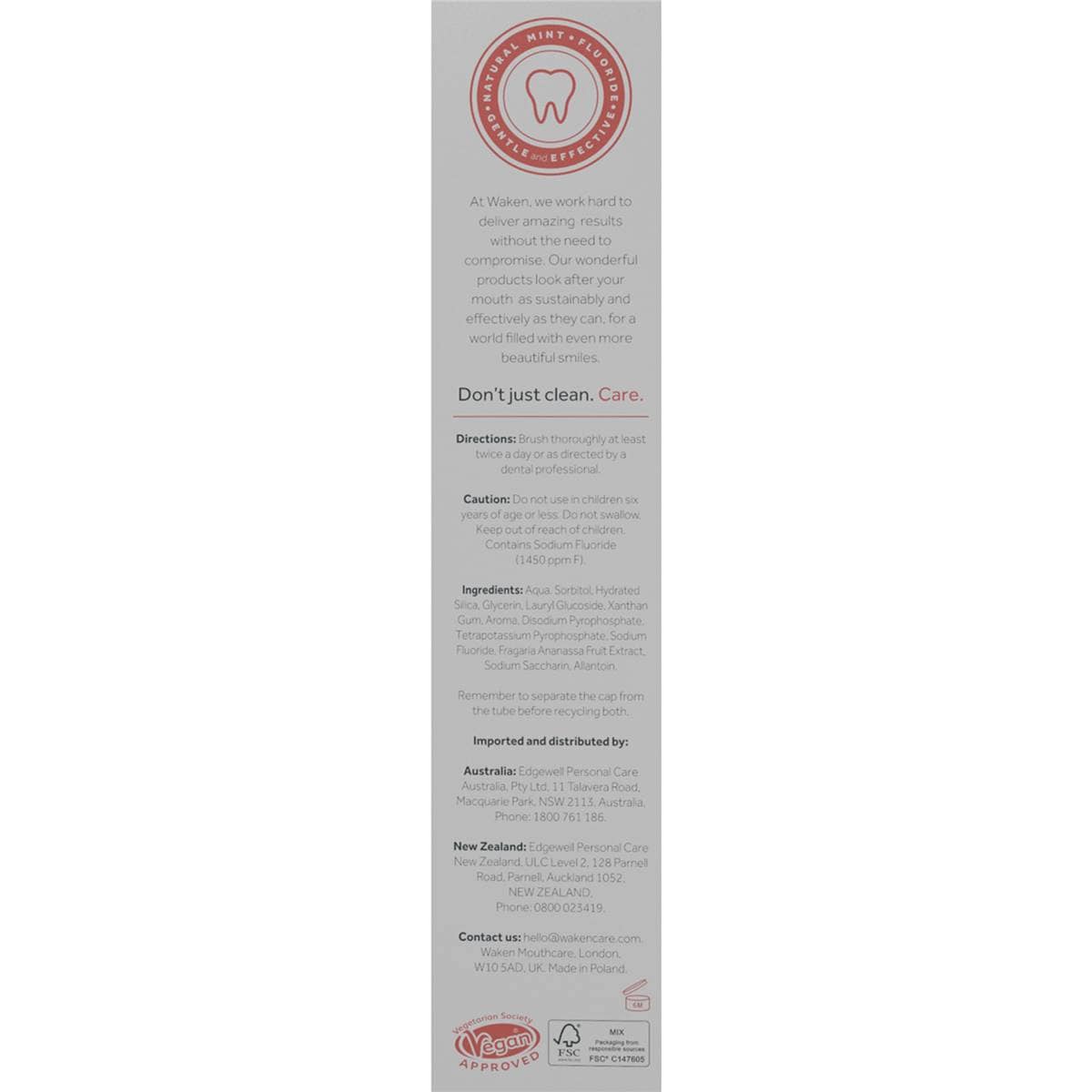 Waken Daily Care Toothpaste With Fluoride Strawberry & Mint 75ml ...