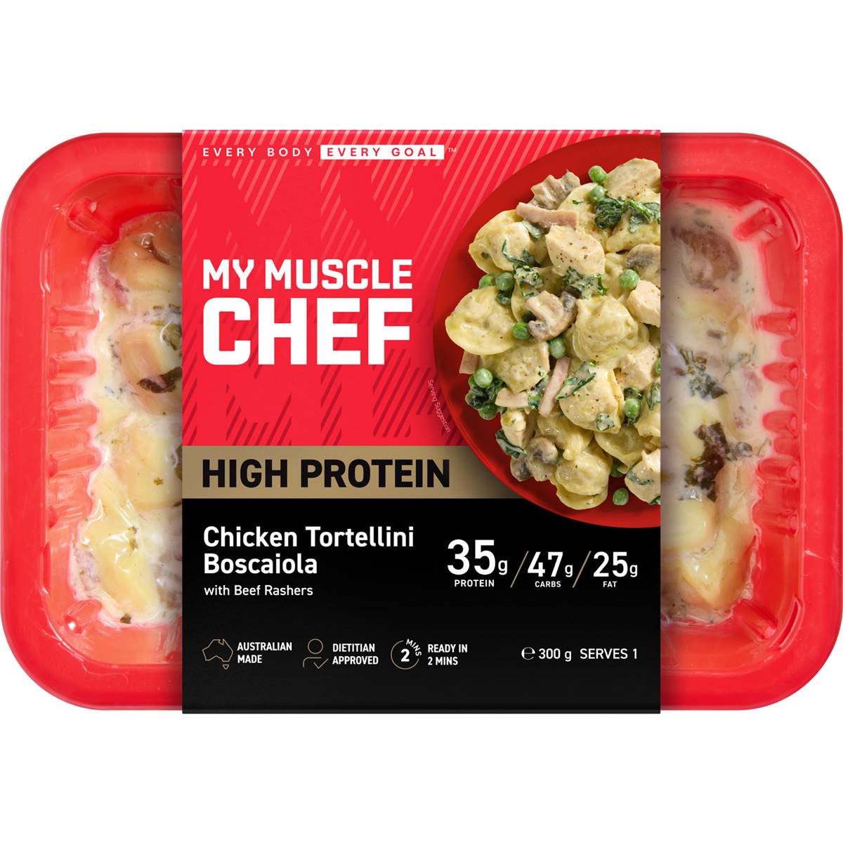 My Muscle Chef Chicken Tortellini Boscaiola Chilled Meal 300g | Woolworths