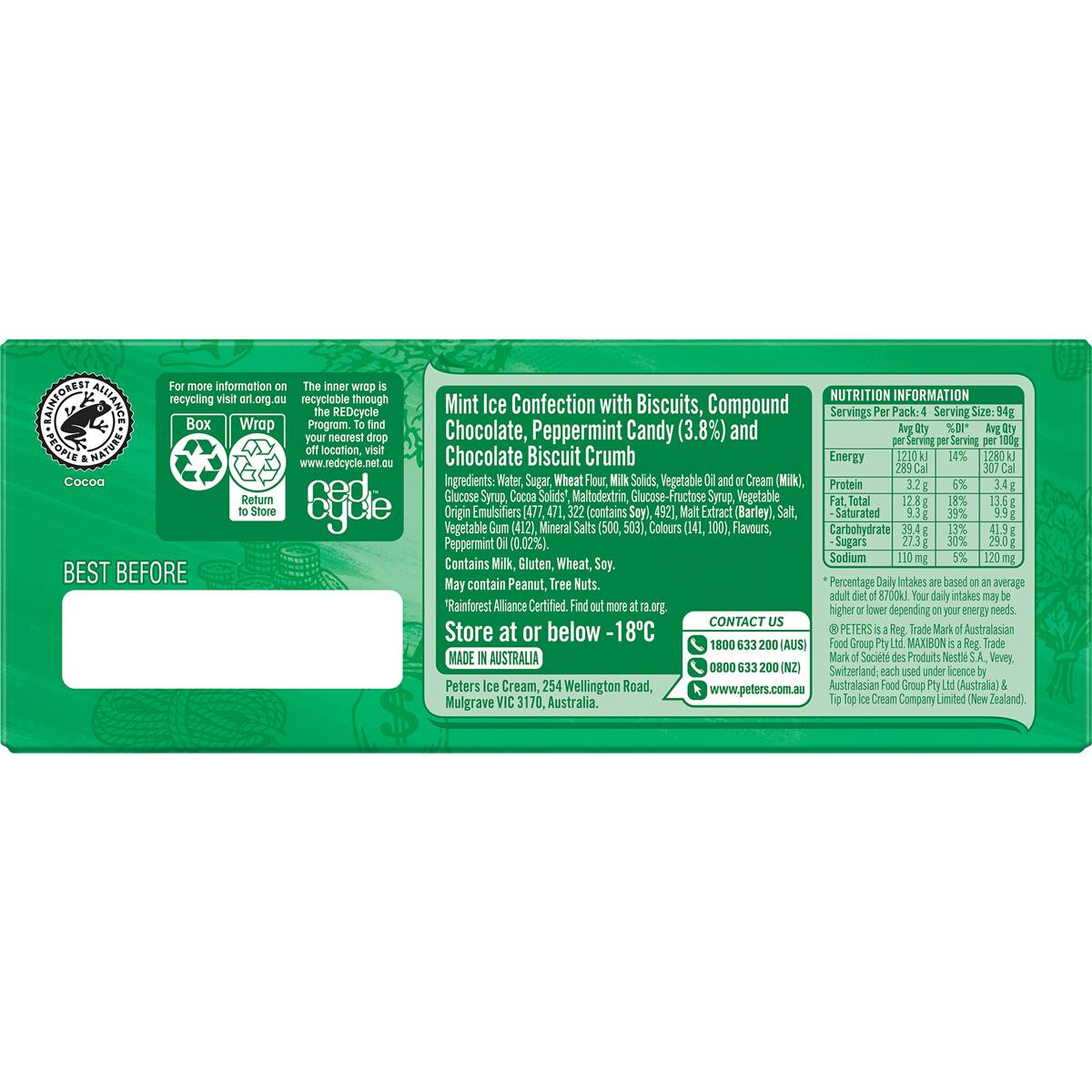 Peters Maxibon That's Mint 4 Pack | Woolworths