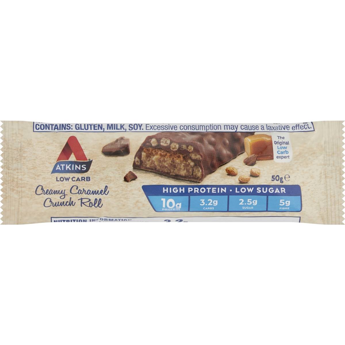 Atkins Low Carb Creamy Caramel Crunch Roll Snack Bar 50g | Woolworths