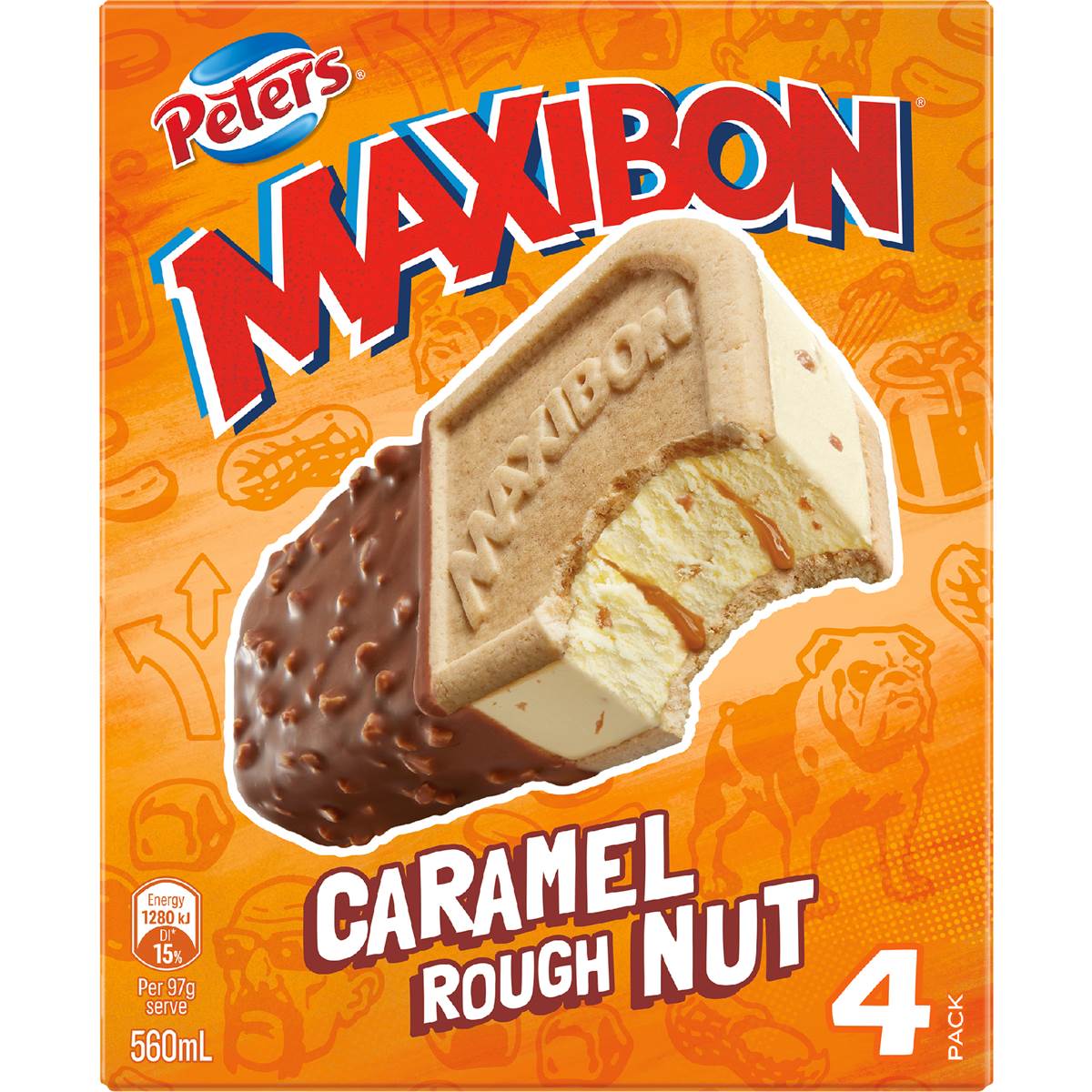 Peters Maxibon Caramel Rough Nut Ice Cream 4 Pack | Woolworths