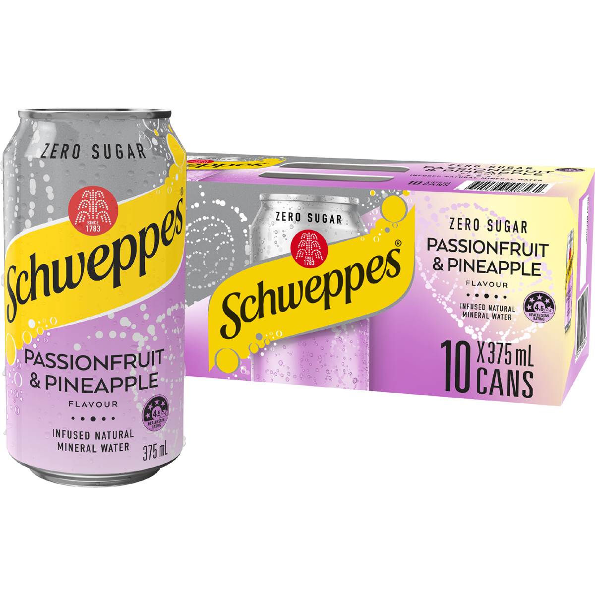 Schweppes Zero Sugar Passionfruit Pineapple Infused Water Cans 375ml X ...