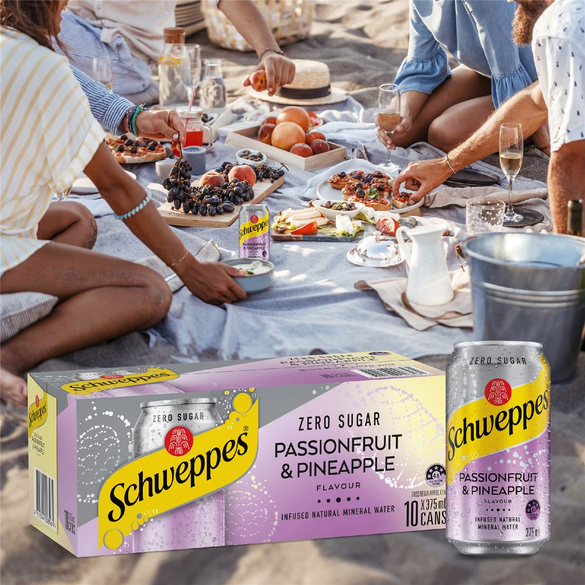 Schweppes Zero Sugar Passionfruit Pineapple Infused Water Cans 375ml X ...