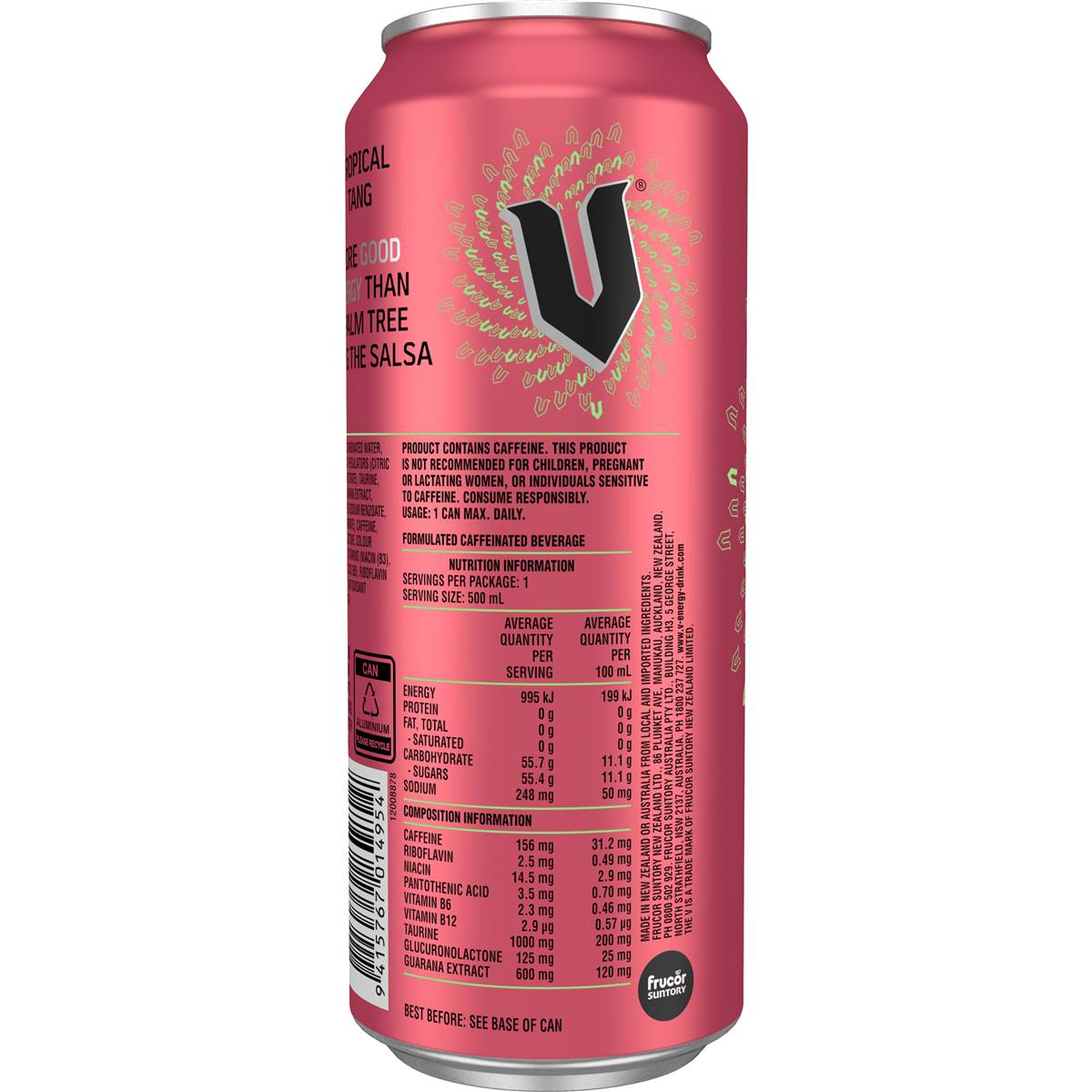 V Energy Drink Tropical Tang Can 500ml | Woolworths