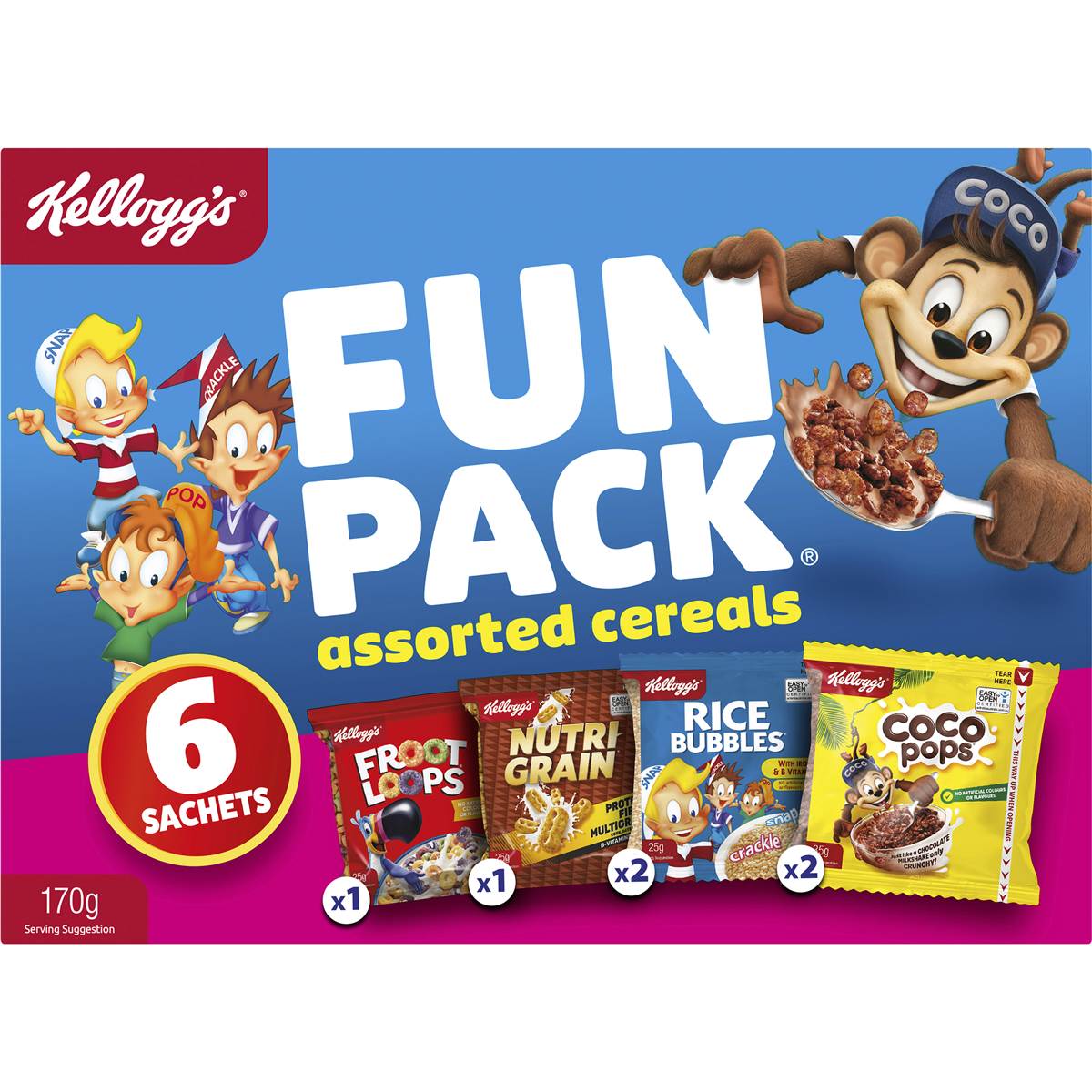 Kellogg's Fun Pack Breakfast Cereals Assorted 170g | Woolworths